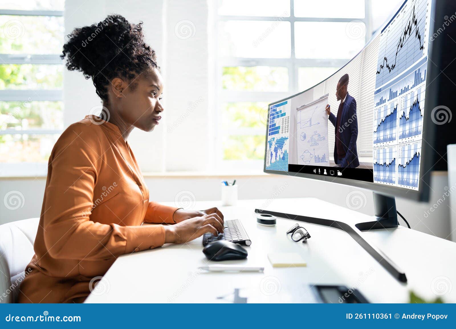 Online Virtual Video Conference Elearning Webinar Stock Image - Image ...