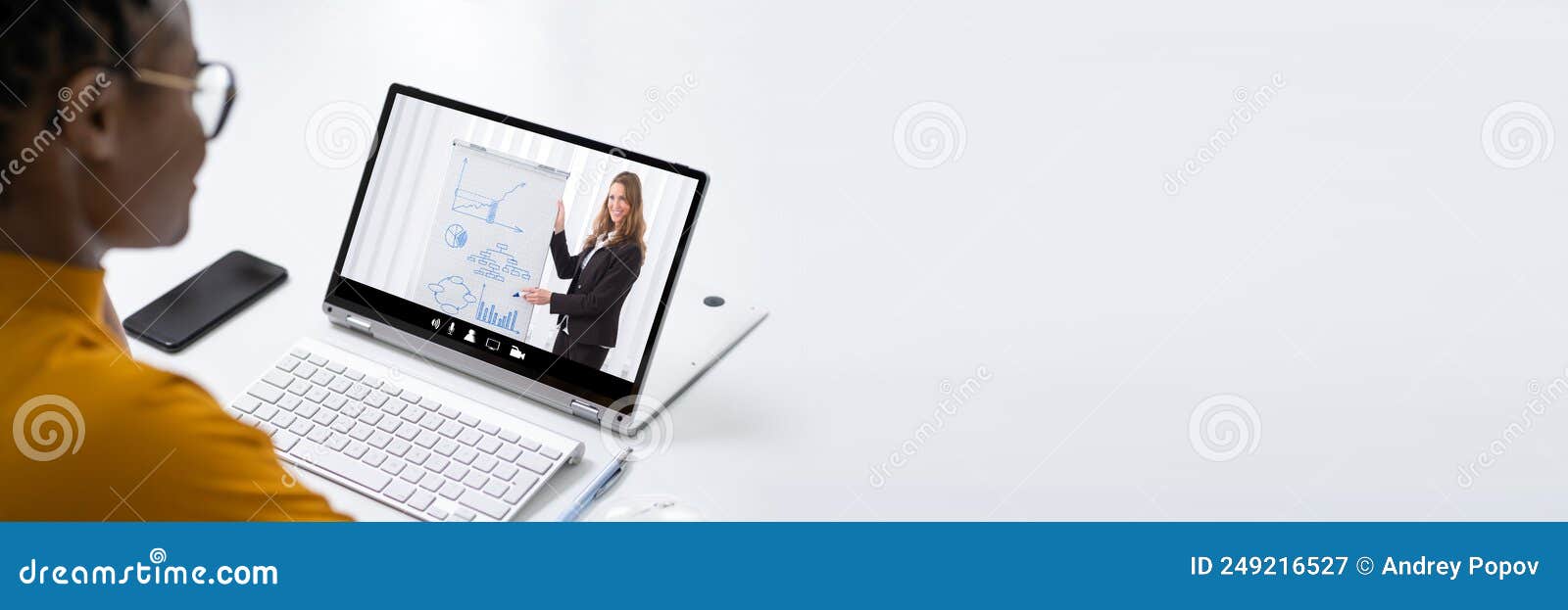 Online Virtual Video Conference Training Stock Image - Image of watch ...