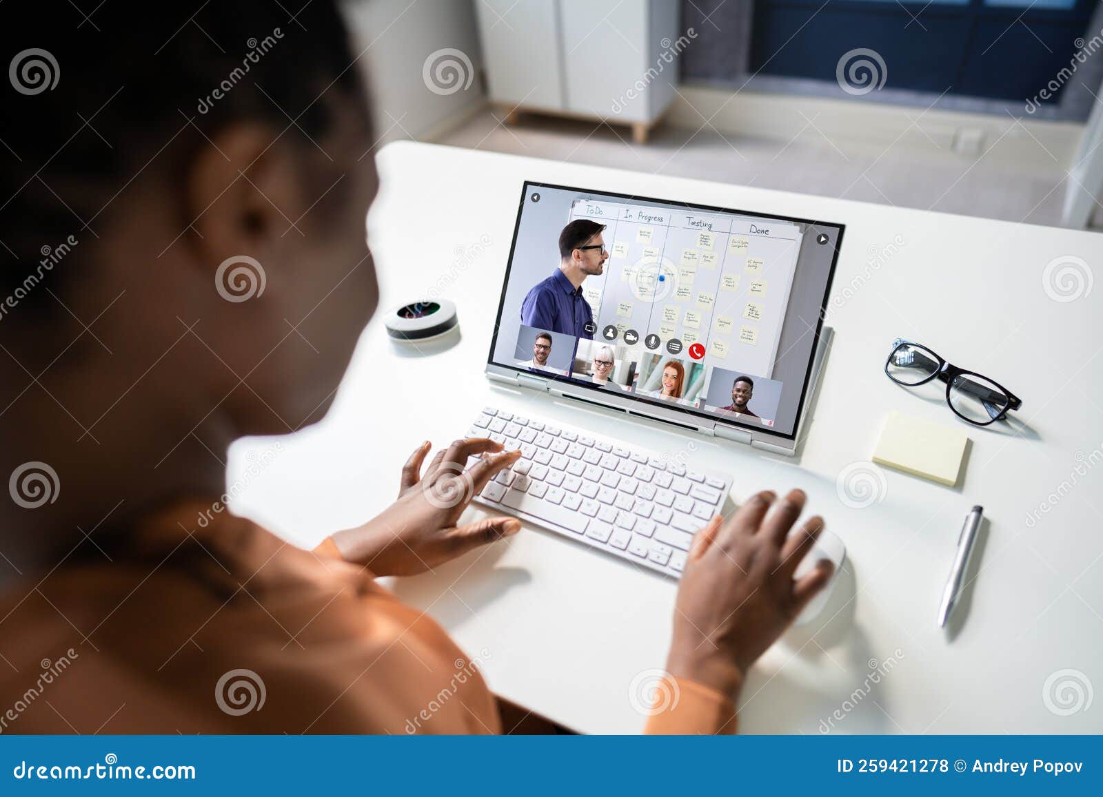 Online Virtual Video Conference Training Stock Photo - Image of woman ...