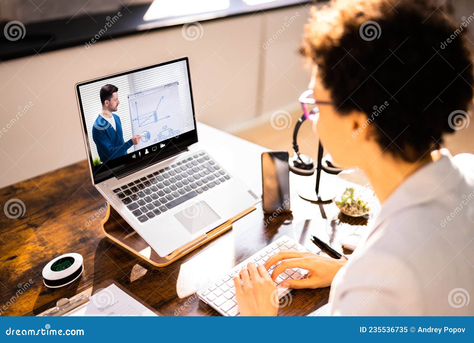 Online Virtual Video Conference Training Stock Image - Image of coach ...