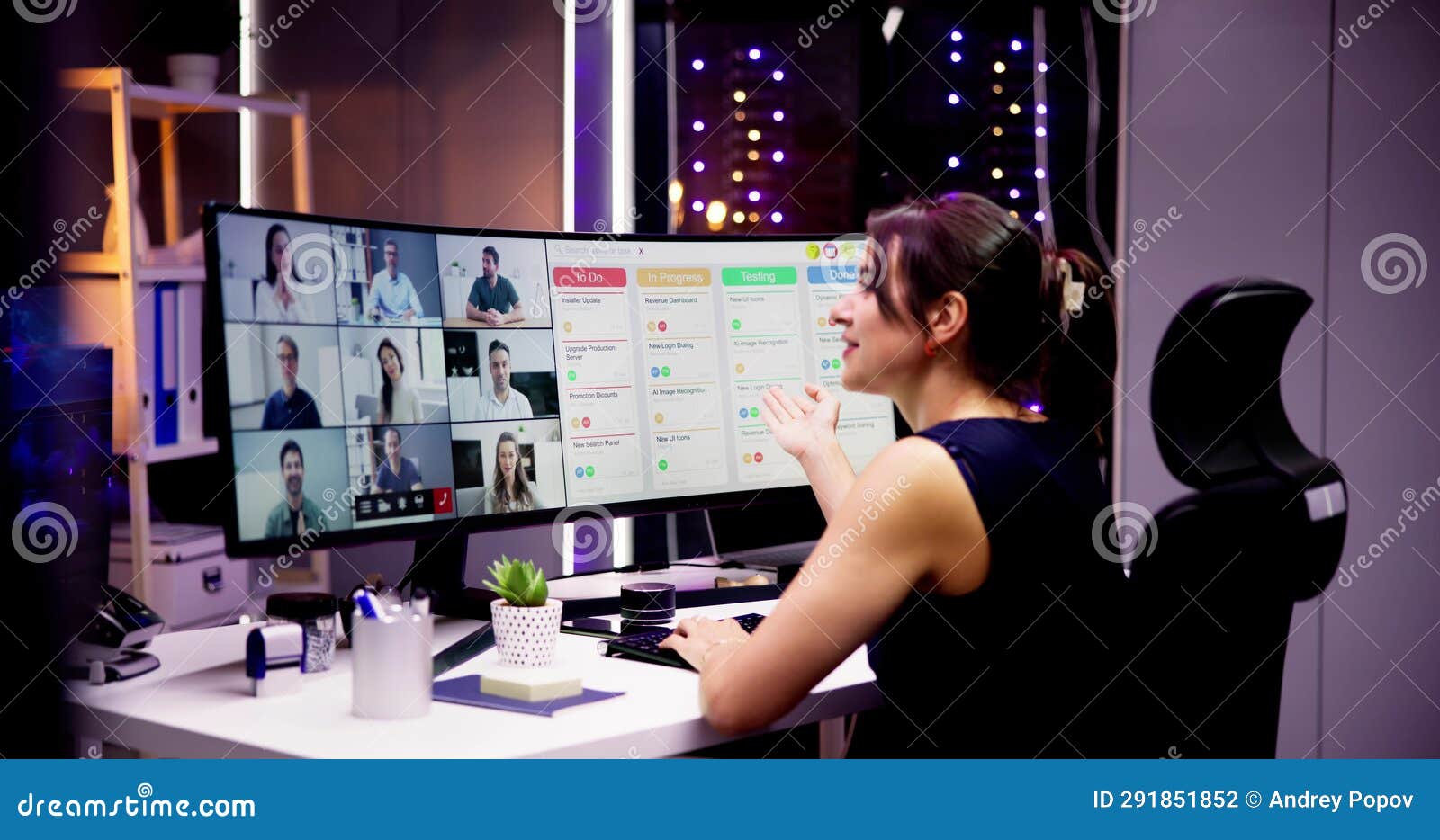 Online Virtual Video Conference Training Stock Photo - Image of hybrid ...