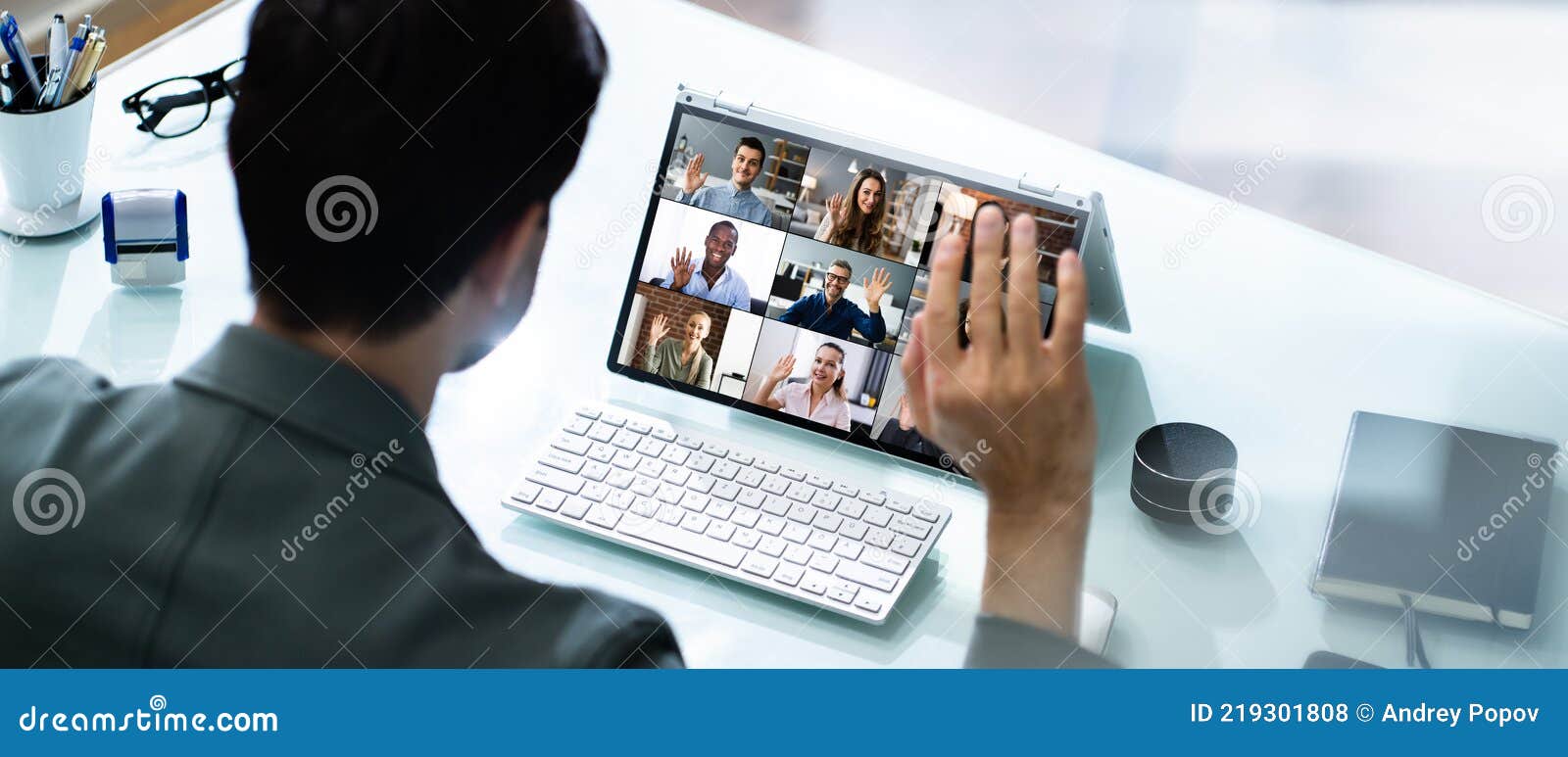 Online Virtual Video Interview Stock Photo - Image of laptop, distance ...