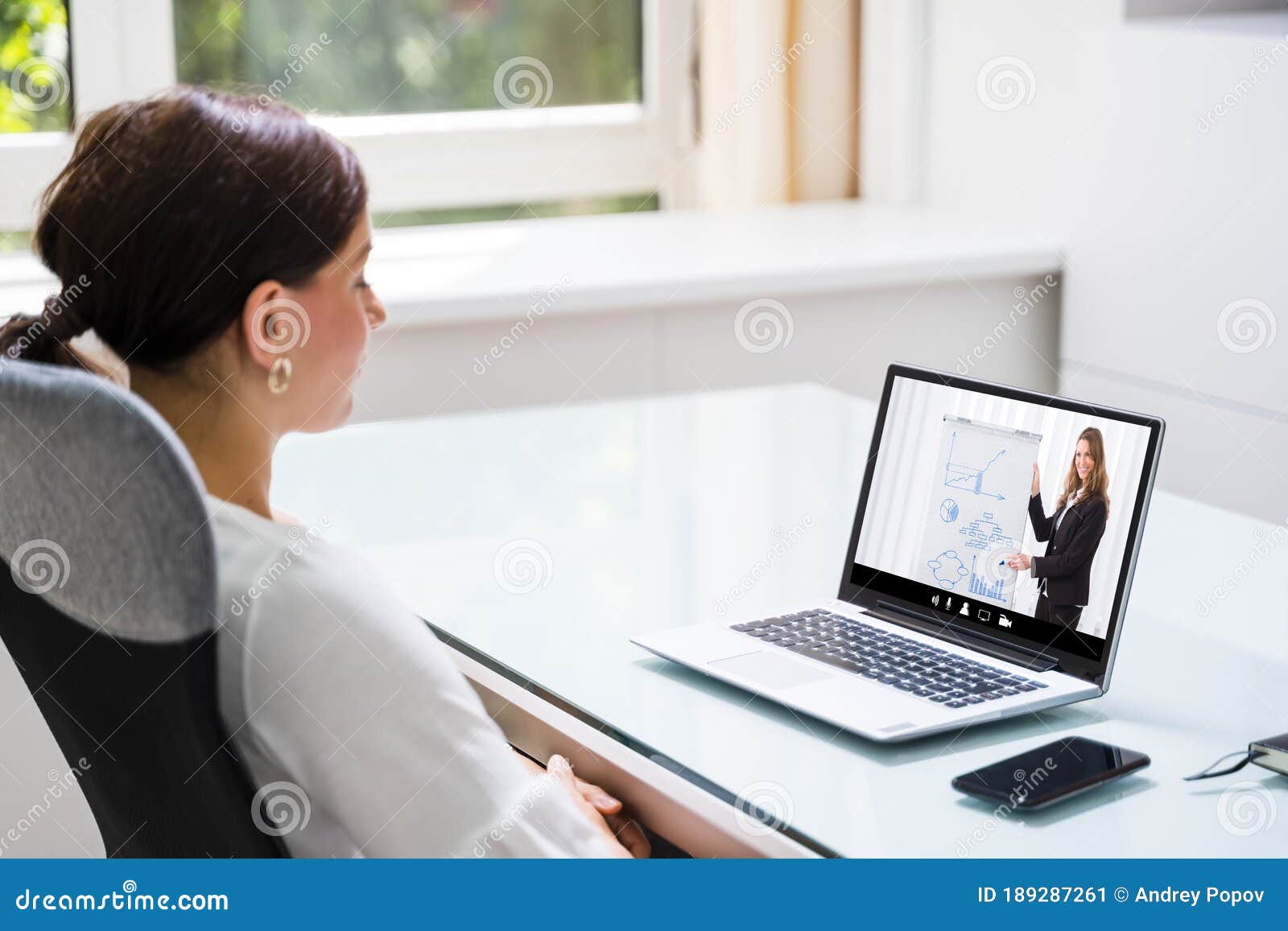 Online Virtual Video Training with Coach Stock Image - Image of ...