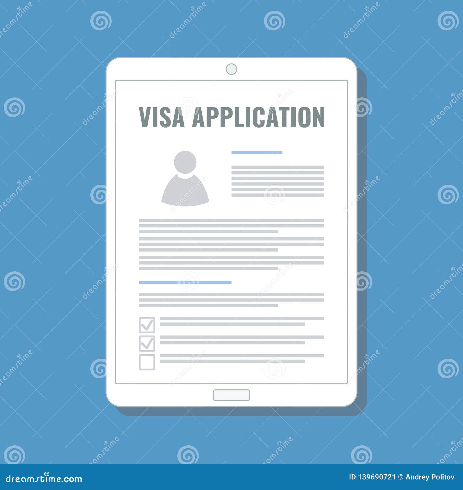Online Visa Application on Digital Tablet Screen, Flat Design Stock ...