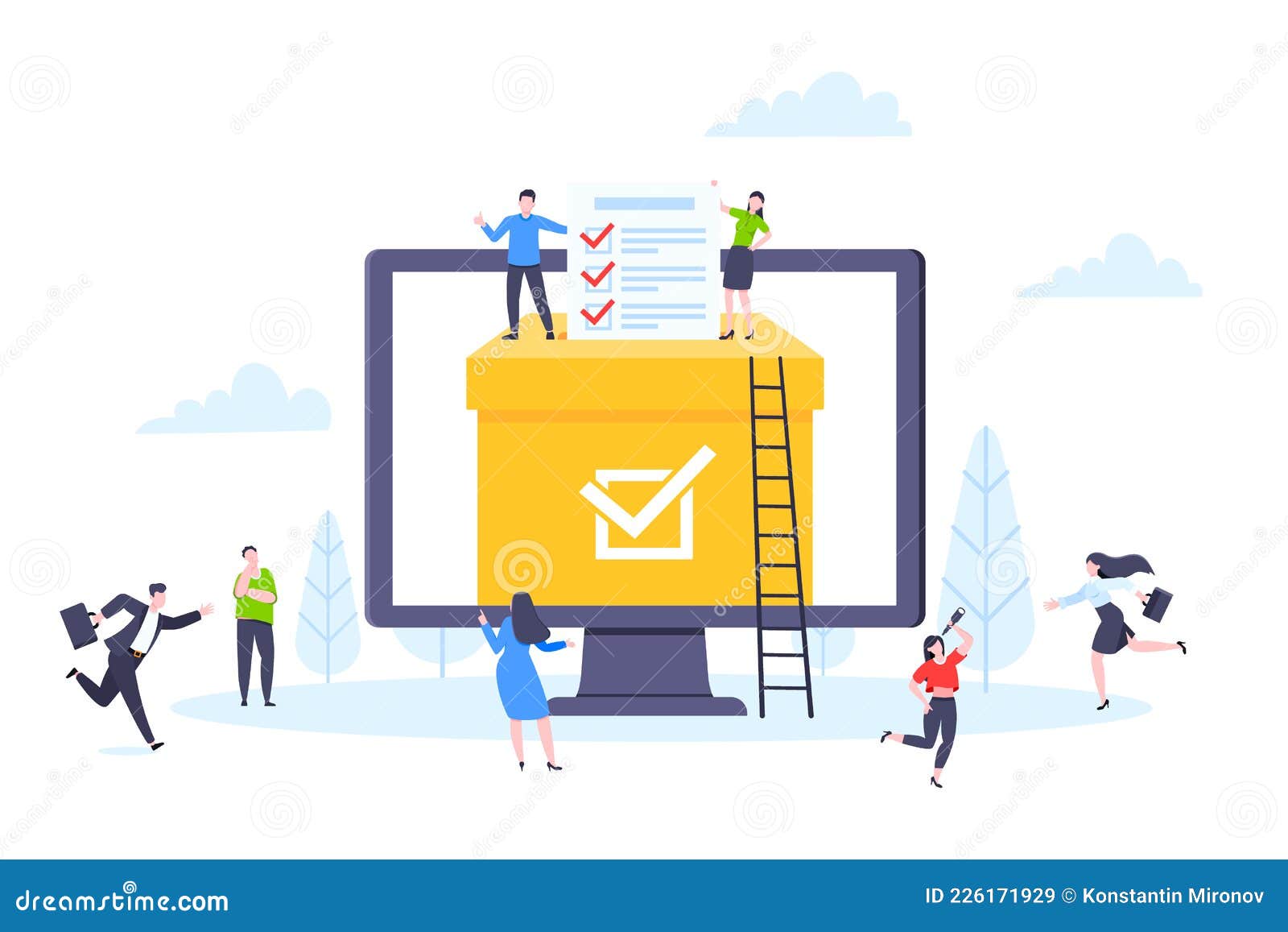 Online Voting Concept Flat Style Design Vector Illustration. Tiny ...