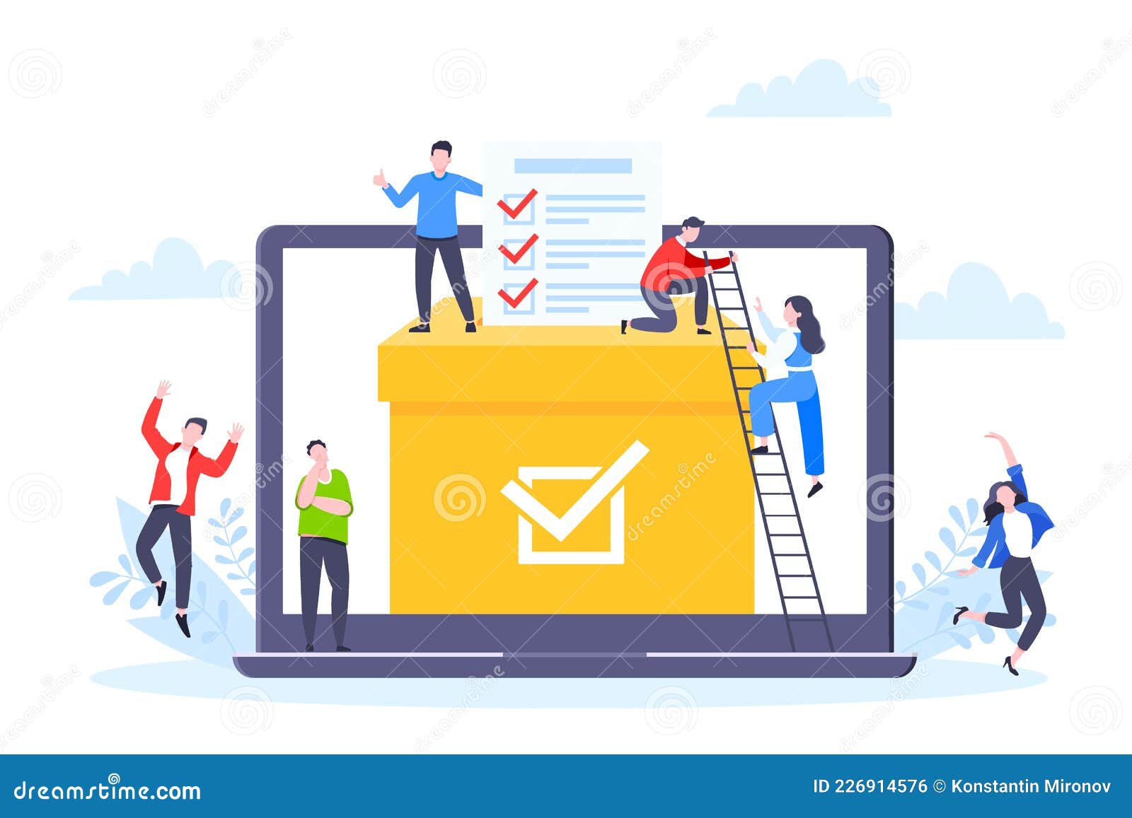 Online Voting Concept Flat Style Design Vector Illustration. Tiny ...