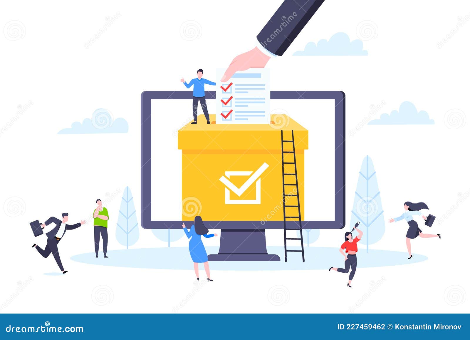 Online Voting Concept Flat Style Design Vector Illustration. Tiny ...