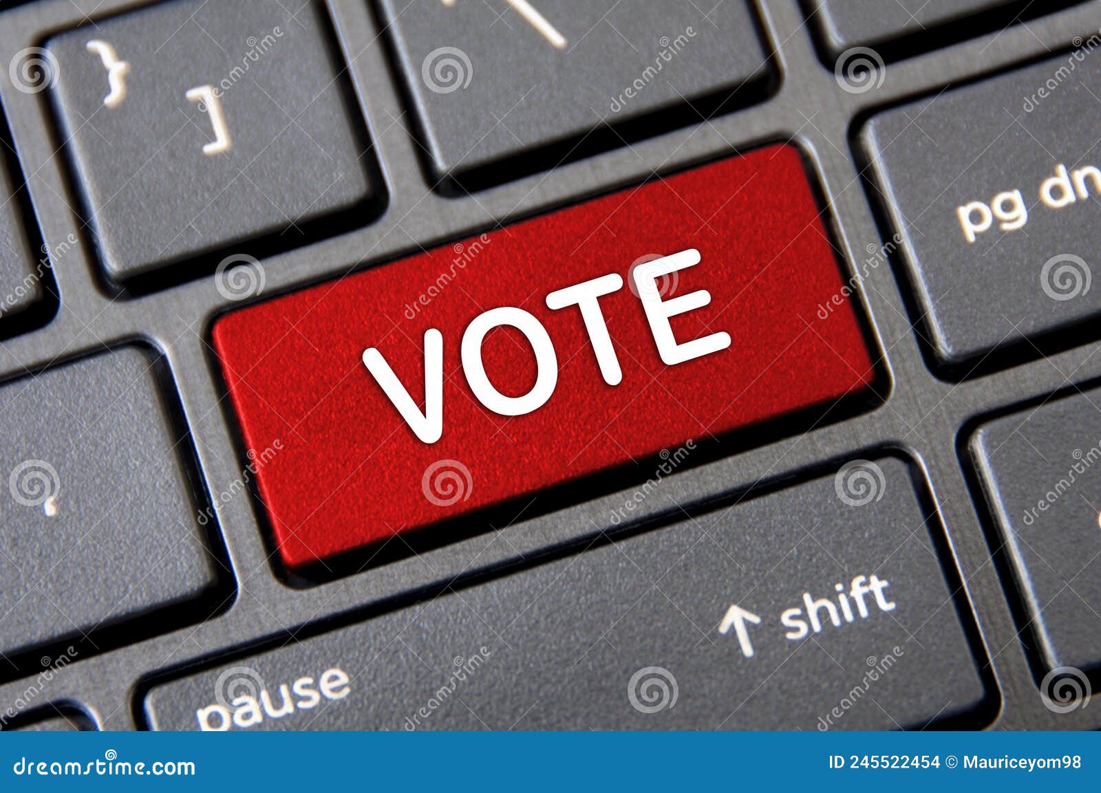 Voting Concept - Laptop Keyboard with Red Vote Button. Stock ...