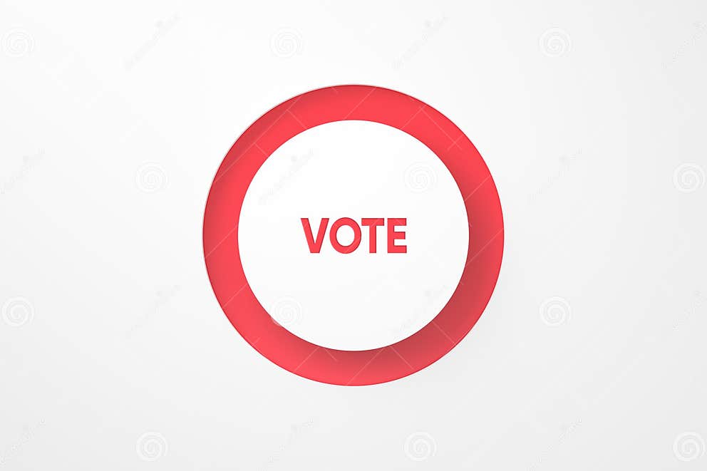 Online Voting Concept. Push Button with the Word Vote on White ...