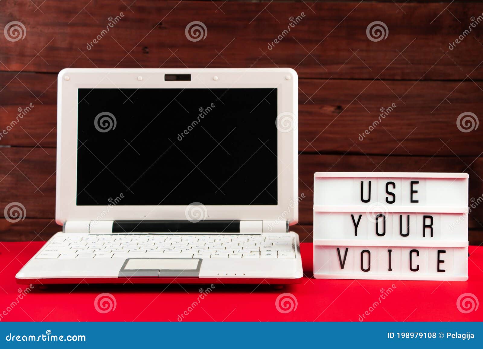 Online Voting. Laptop and Notepad on Red Background. Election Concept ...