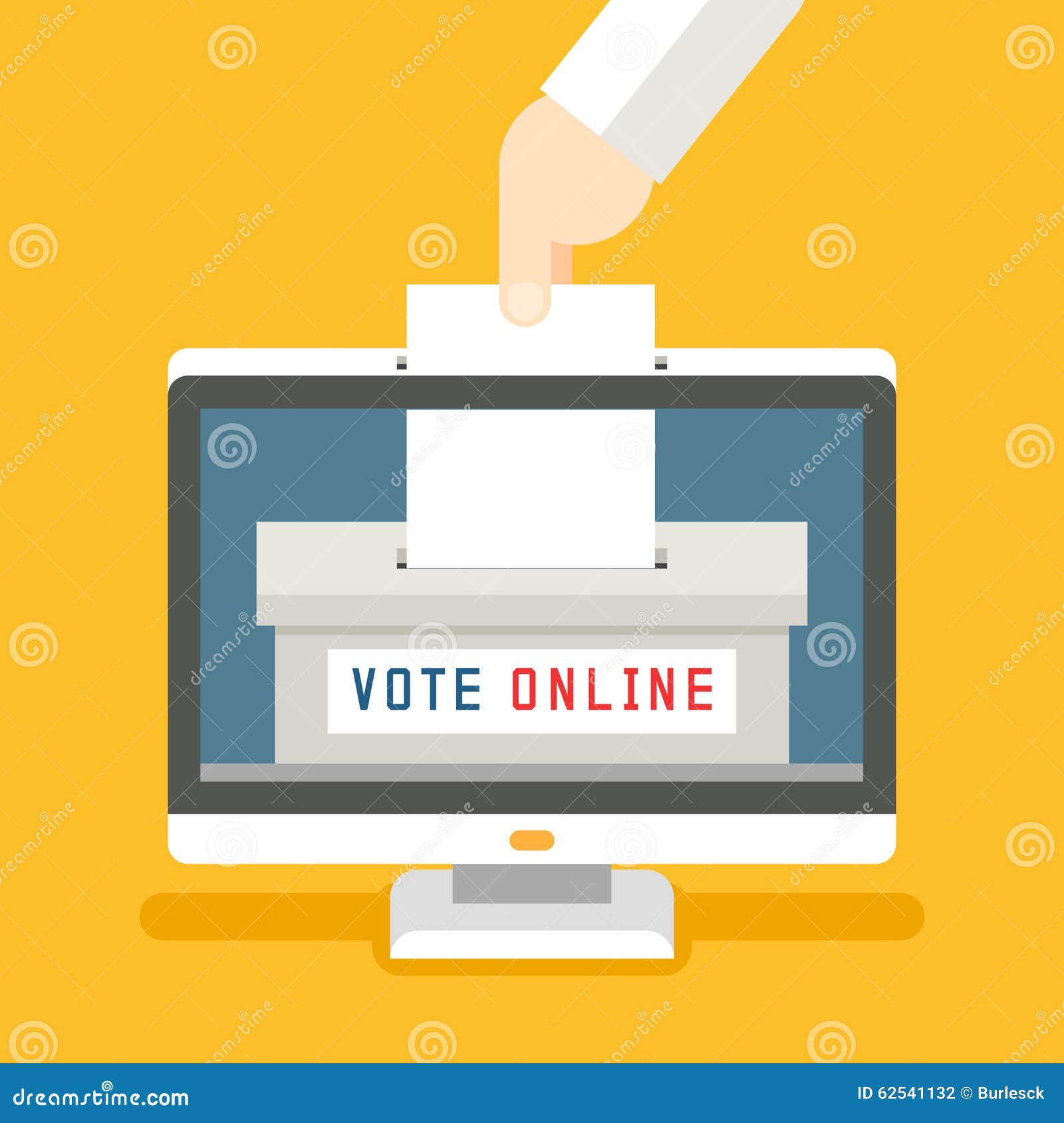 Online Voting, Survey, Poll Concept. Hand Puts The Ballot In Election ...