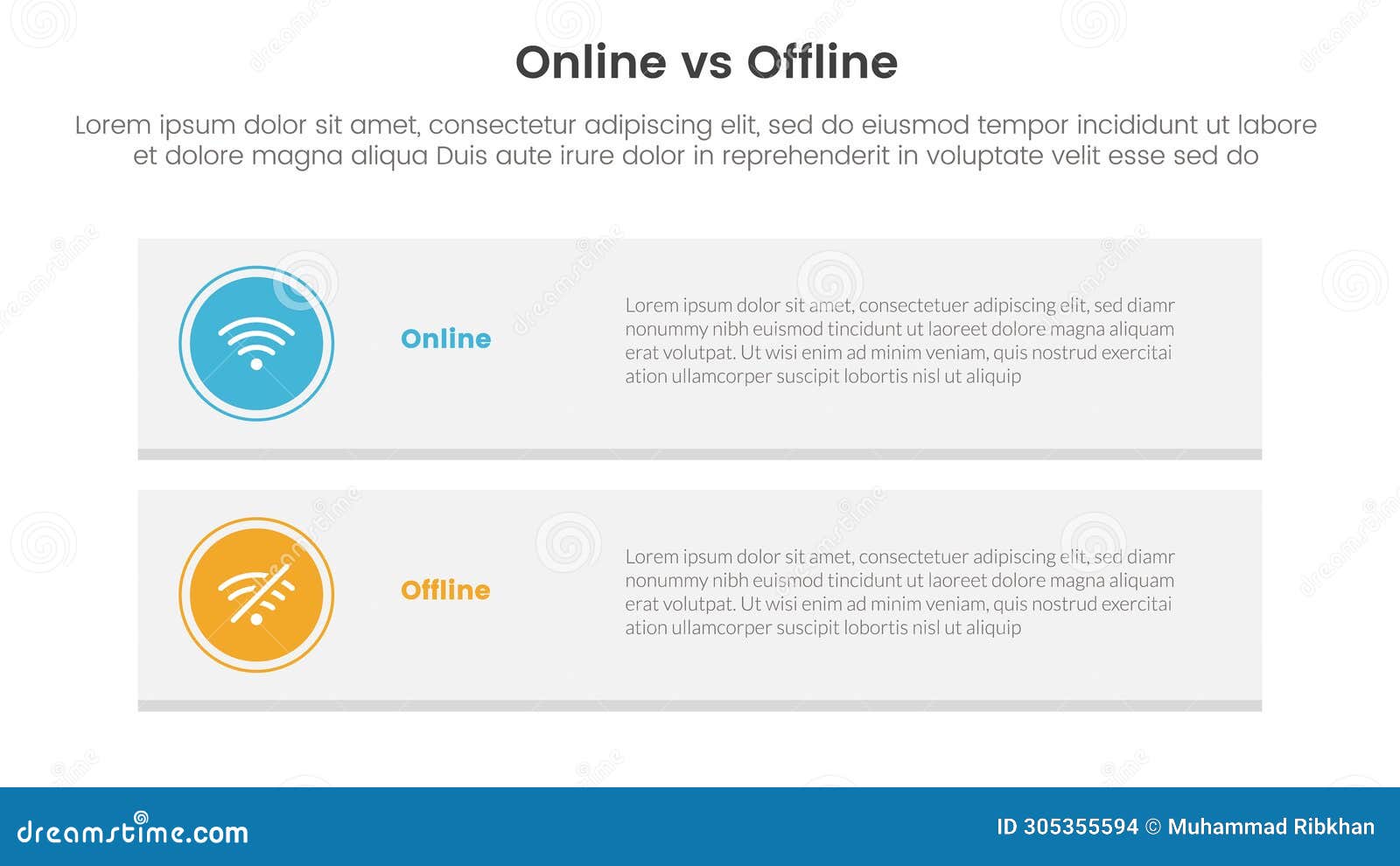 Online Vs Offline Comparison or Versus Concept for Infographic Template ...