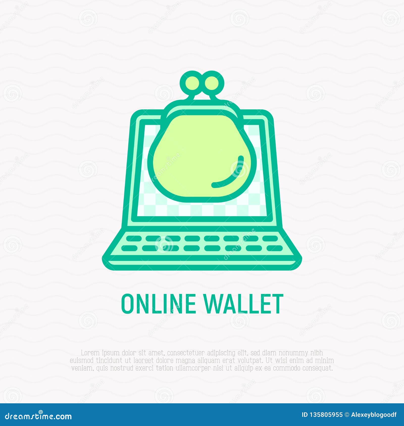 Online Wallet App Thin Line Icon Stock Vector - Illustration of symbol ...