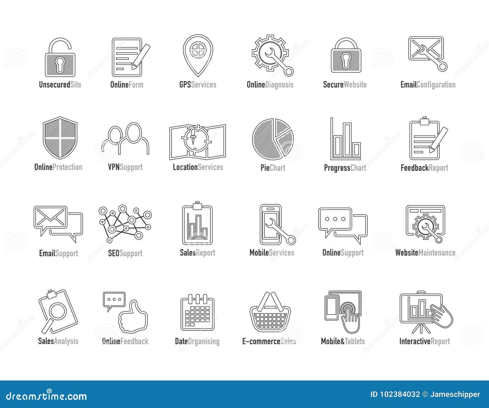 Online Web Icon and Business Icons Stock Vector - Illustration of ...