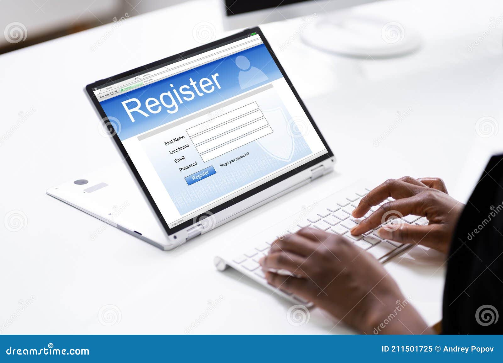 Online Web Registration Form on Website Stock Image - Image of hand ...