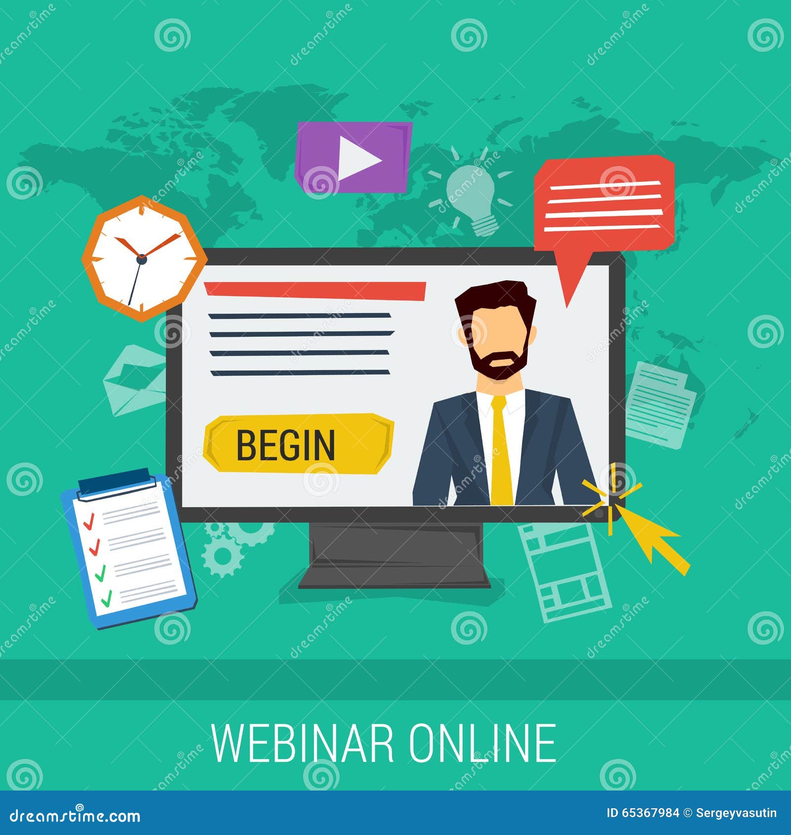 Online Webinar, E-learning, Professional Lectures Stock Vector ...