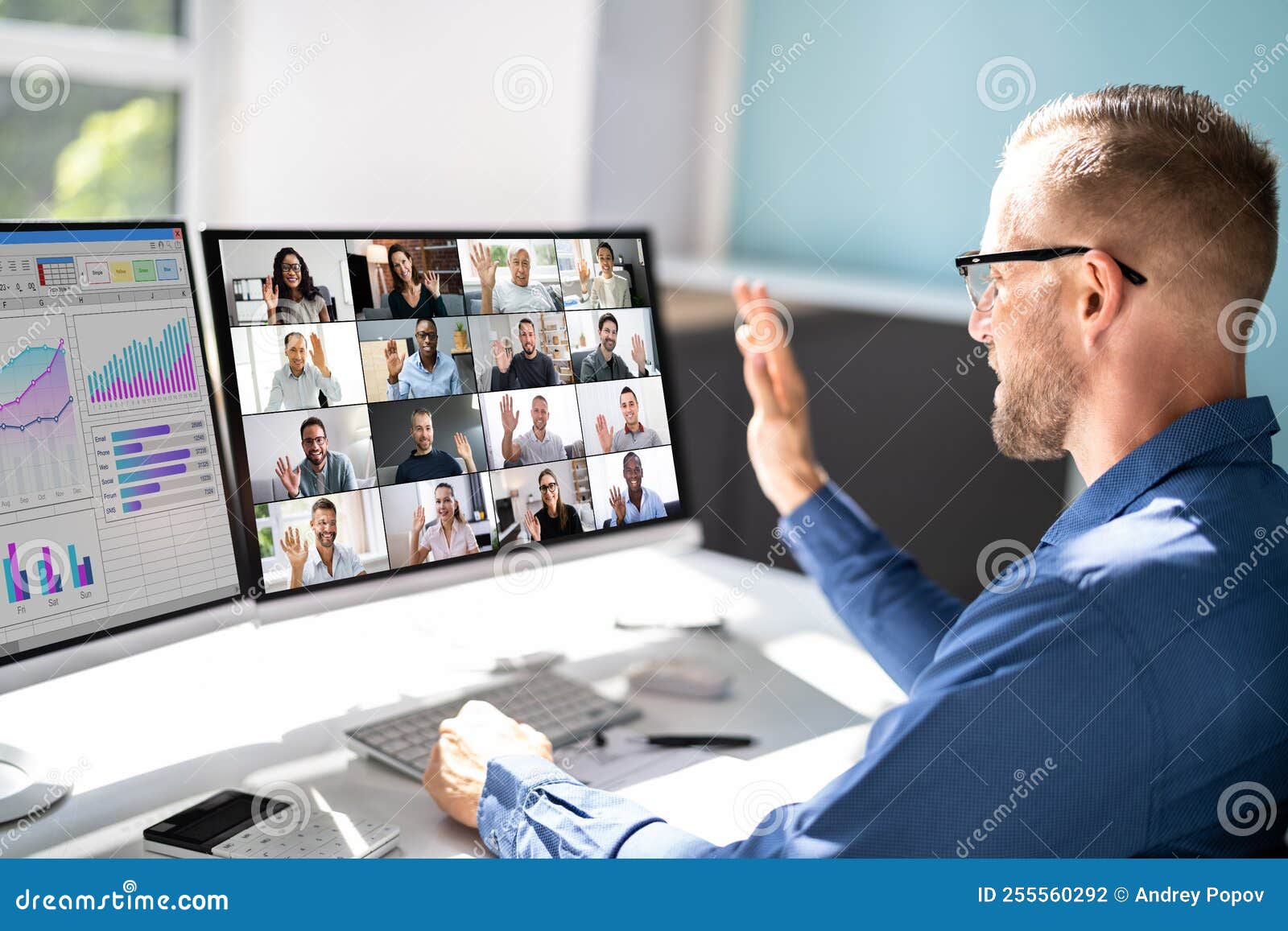 Online Webinar Meeting stock photo. Image of conferencing - 255560292