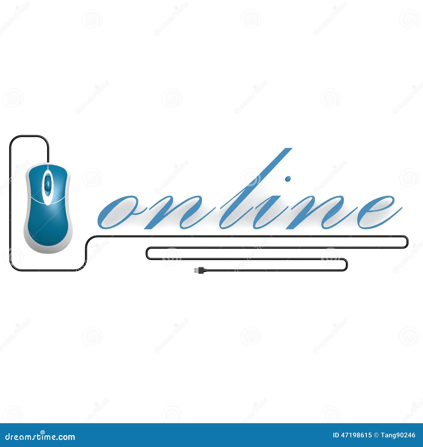 Online Word with Computer Mouse Stock Illustration - Illustration of ...