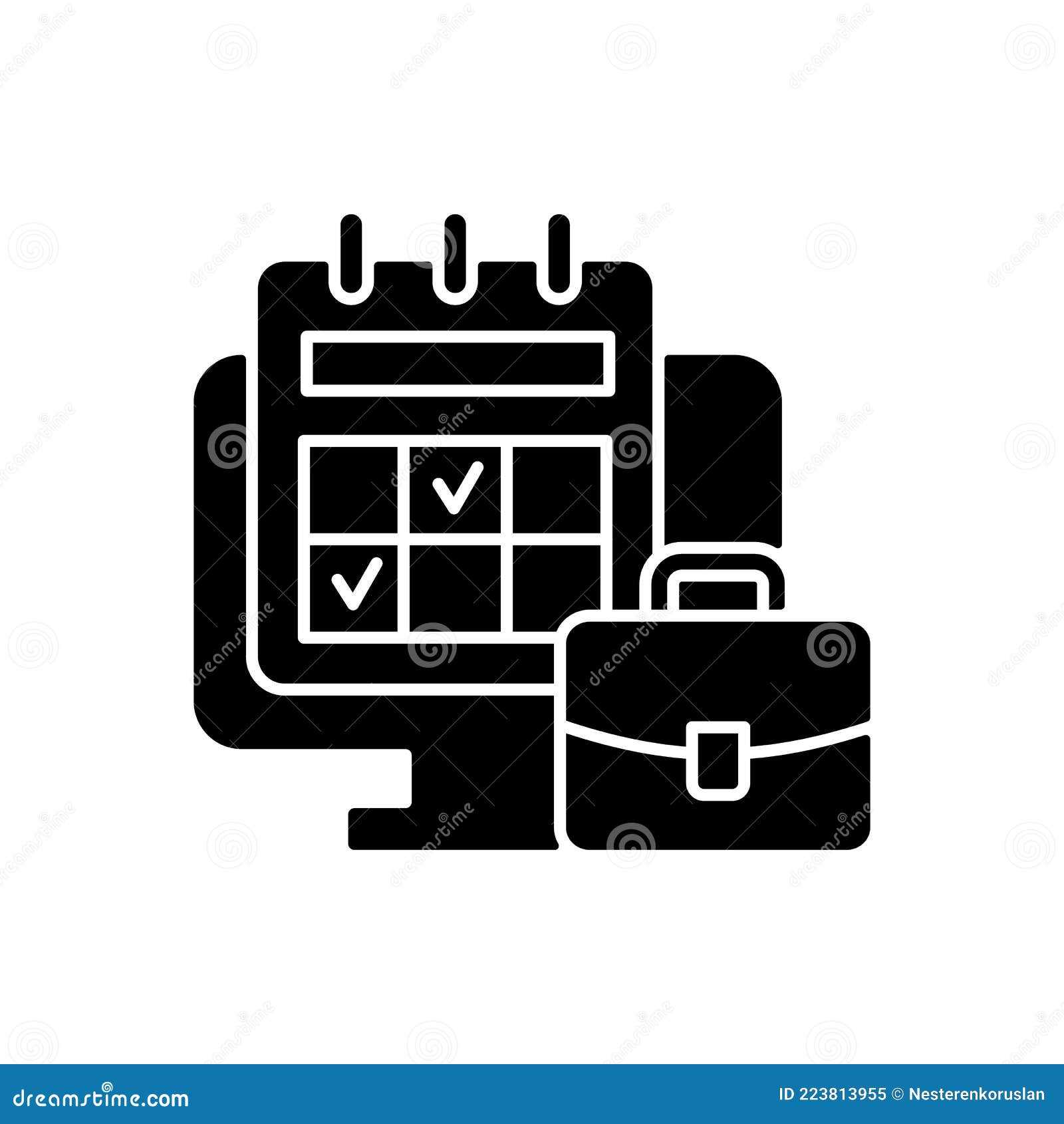 Online Work Calendar Black Glyph Icon Stock Vector - Illustration of ...