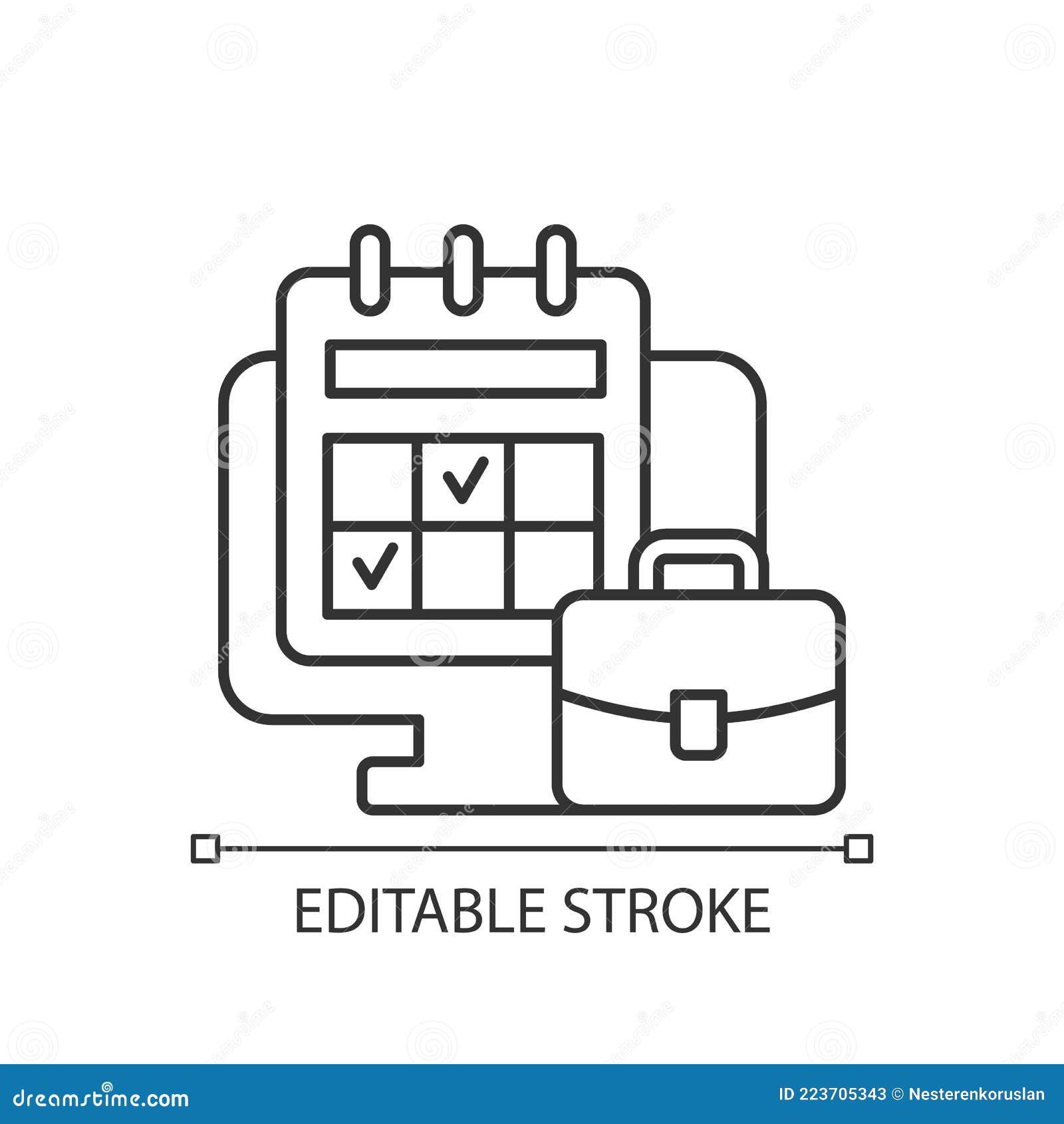 Online Work Calendar Linear Icon Stock Vector - Illustration of ...