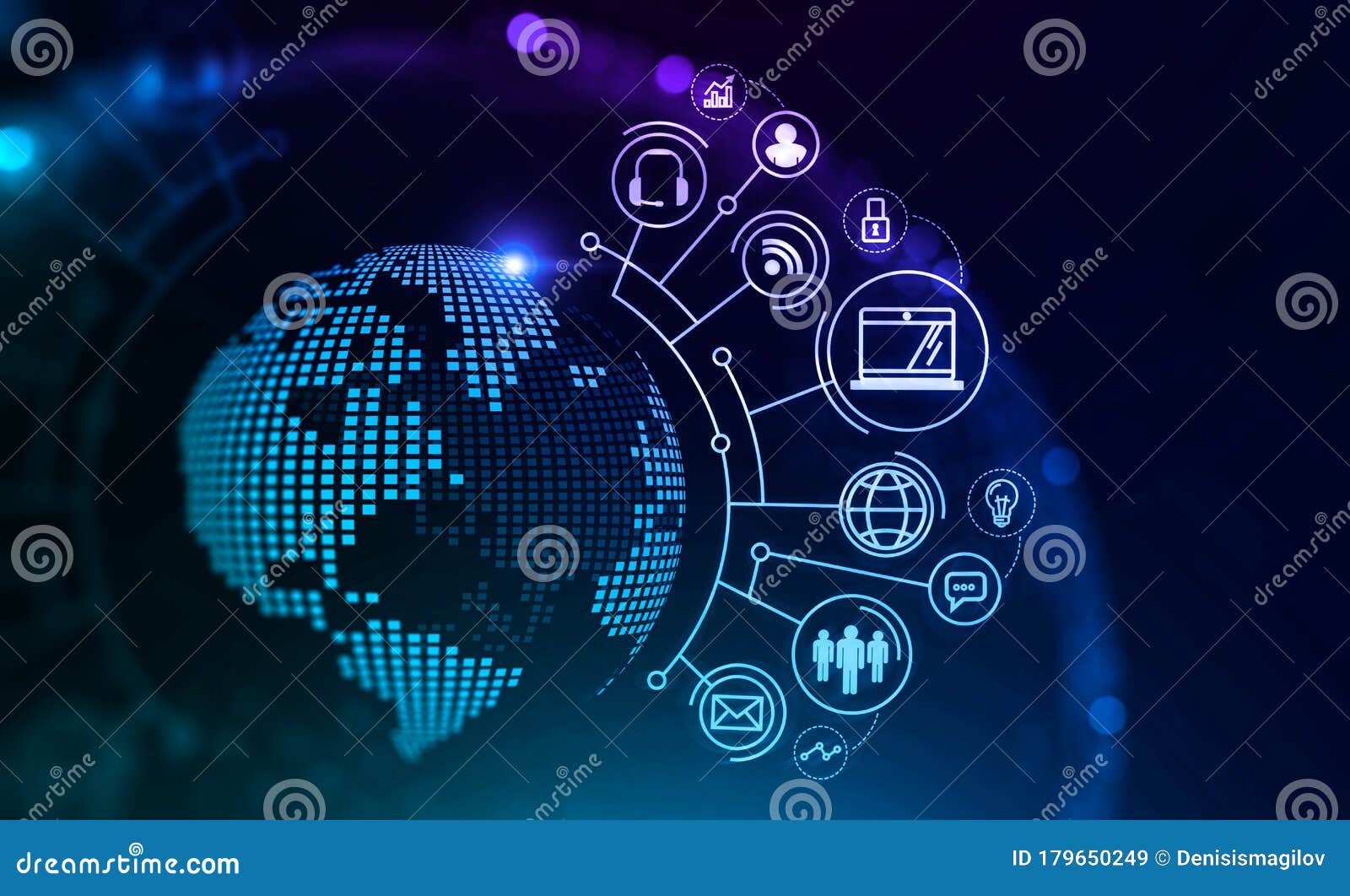 Online Work and Global Network Interface Stock Illustration ...
