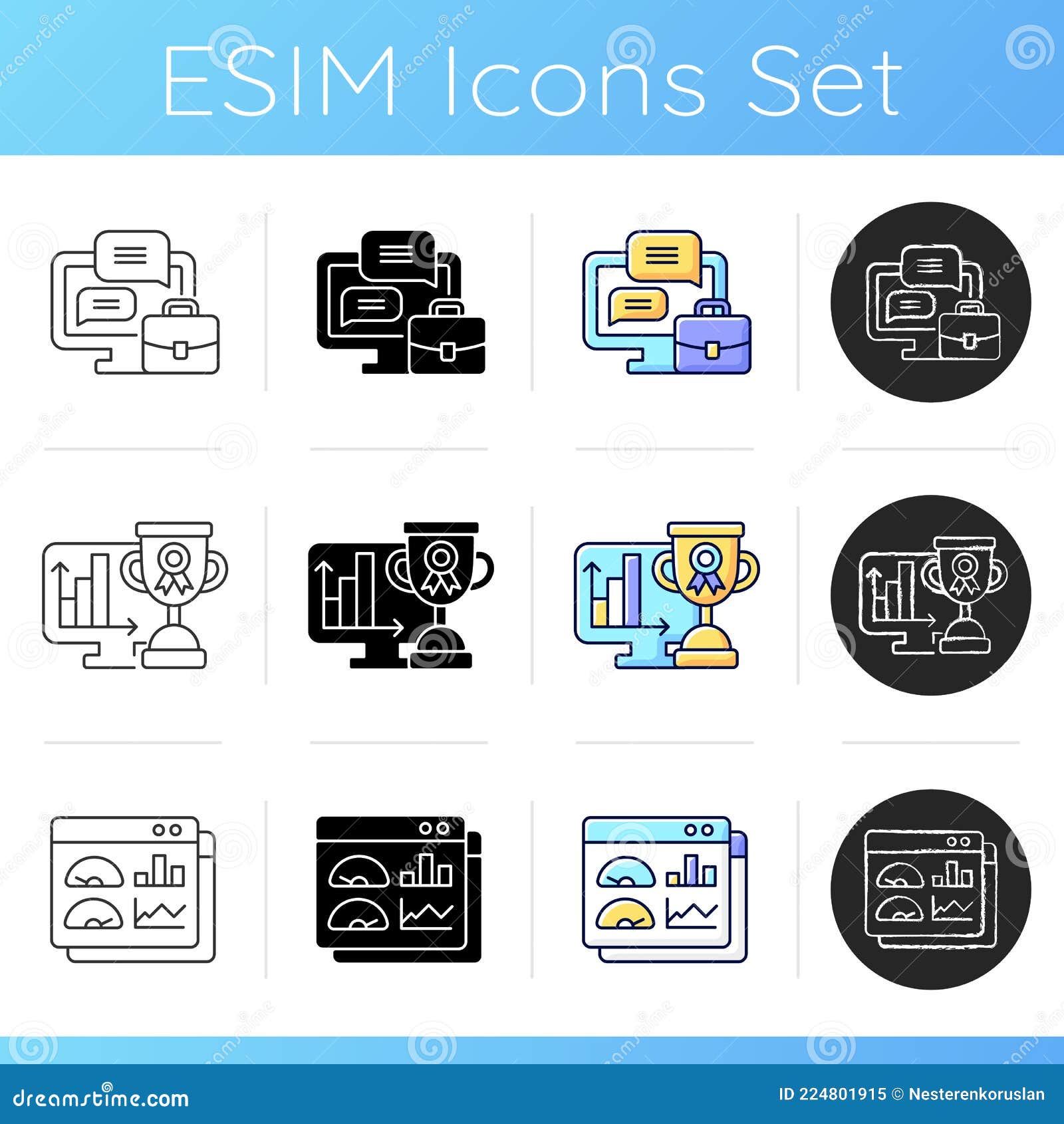 Online Work Tracking Icons Set Stock Vector - Illustration of control ...
