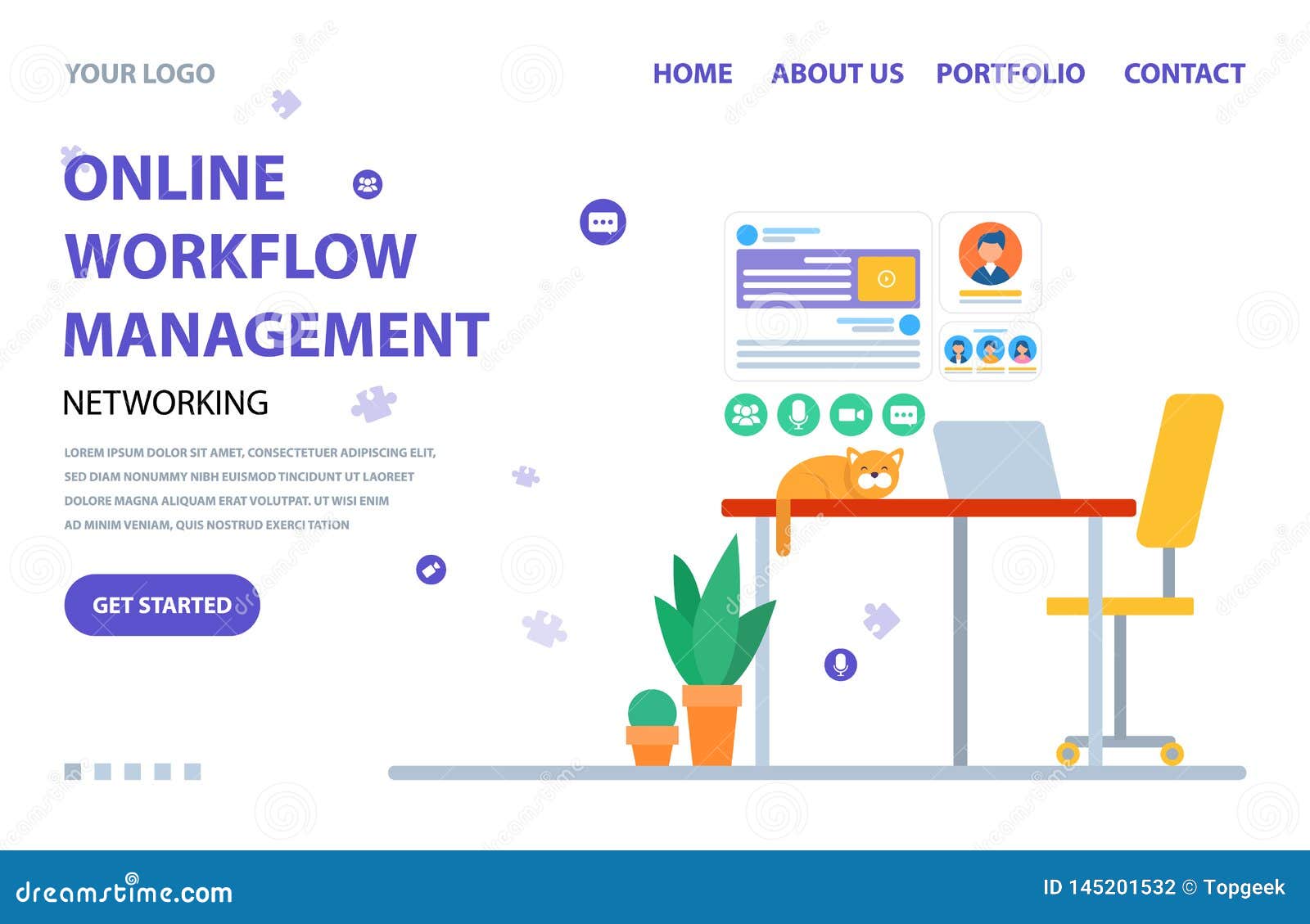 Management Online, Workflow Website Service Vector Stock Vector ...