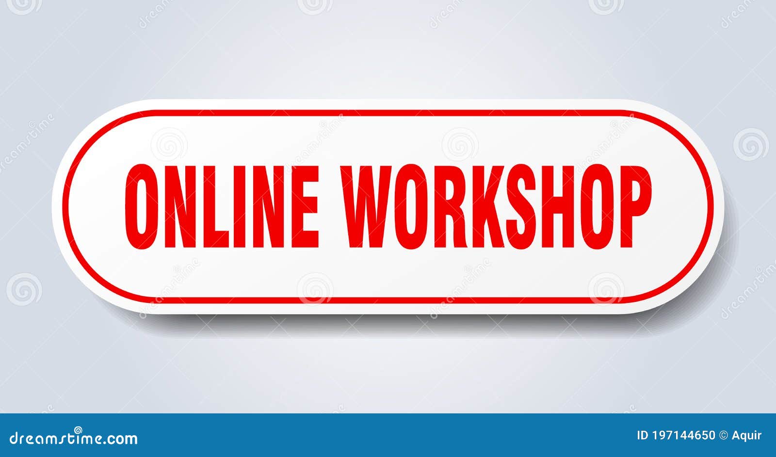 Online Workshop Sign. Rounded Isolated Button. White Sticker Stock ...