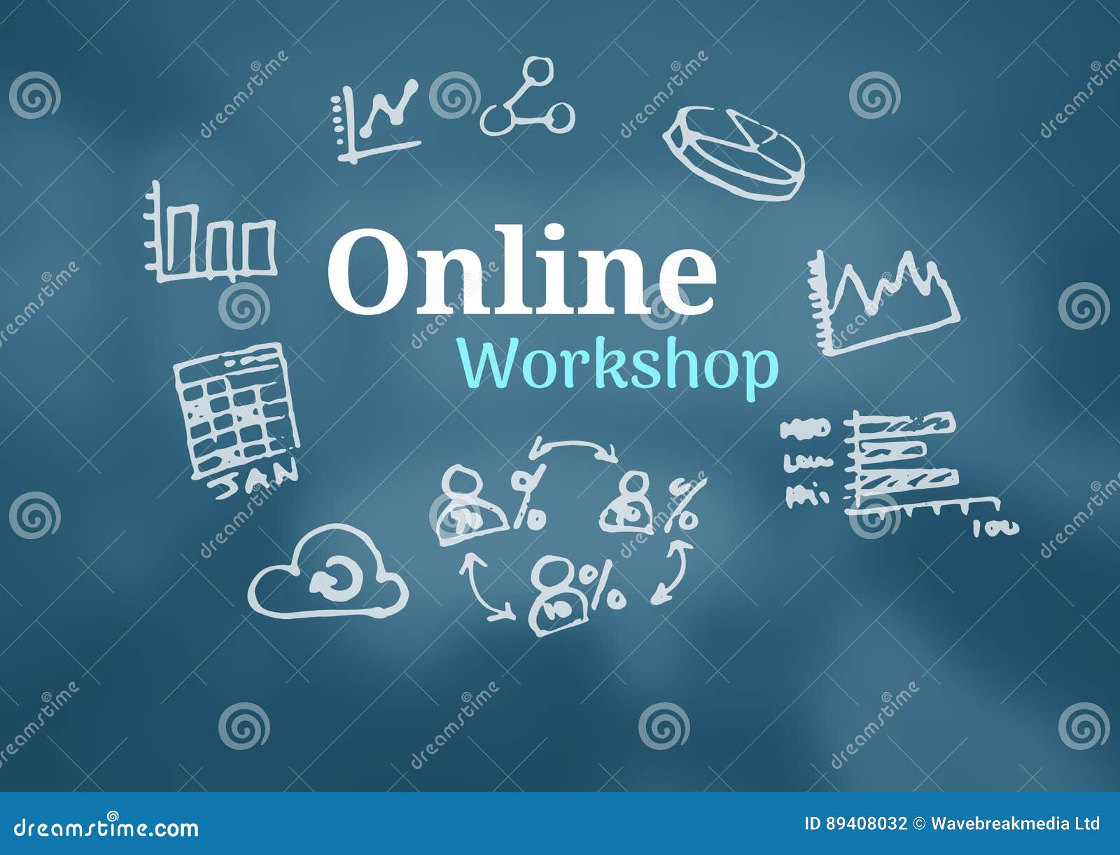 Online Workshop Text with Drawings Graphics Stock Illustration ...