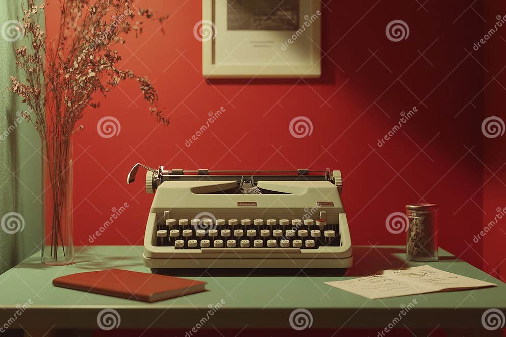 Online Writing Class with Typewriter and Realistic Style Elements Stock ...
