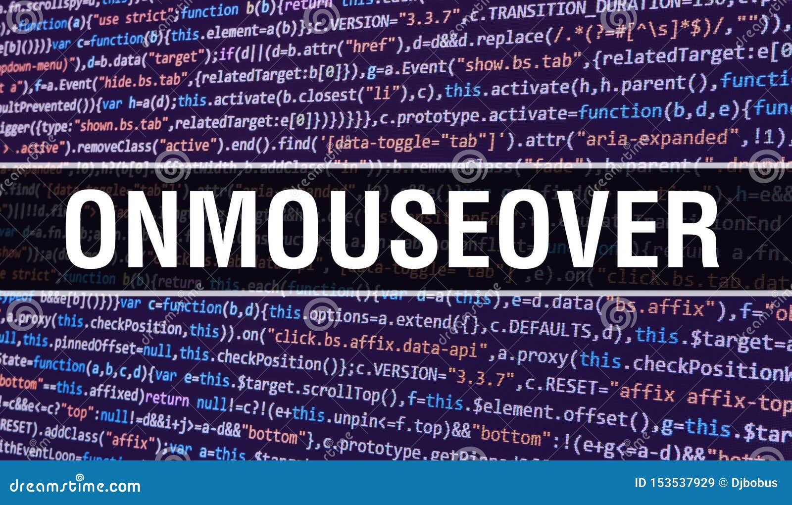 Onmouseover Concept With Random Parts Of Program Code Onmouseover With Programming Code
