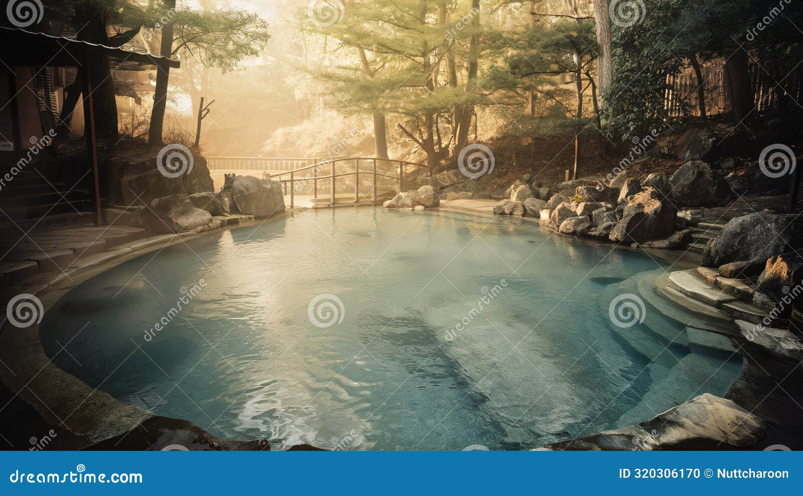 Ai Generated Onsen Traditional Japanese Hot Prings Outdoor Landscape