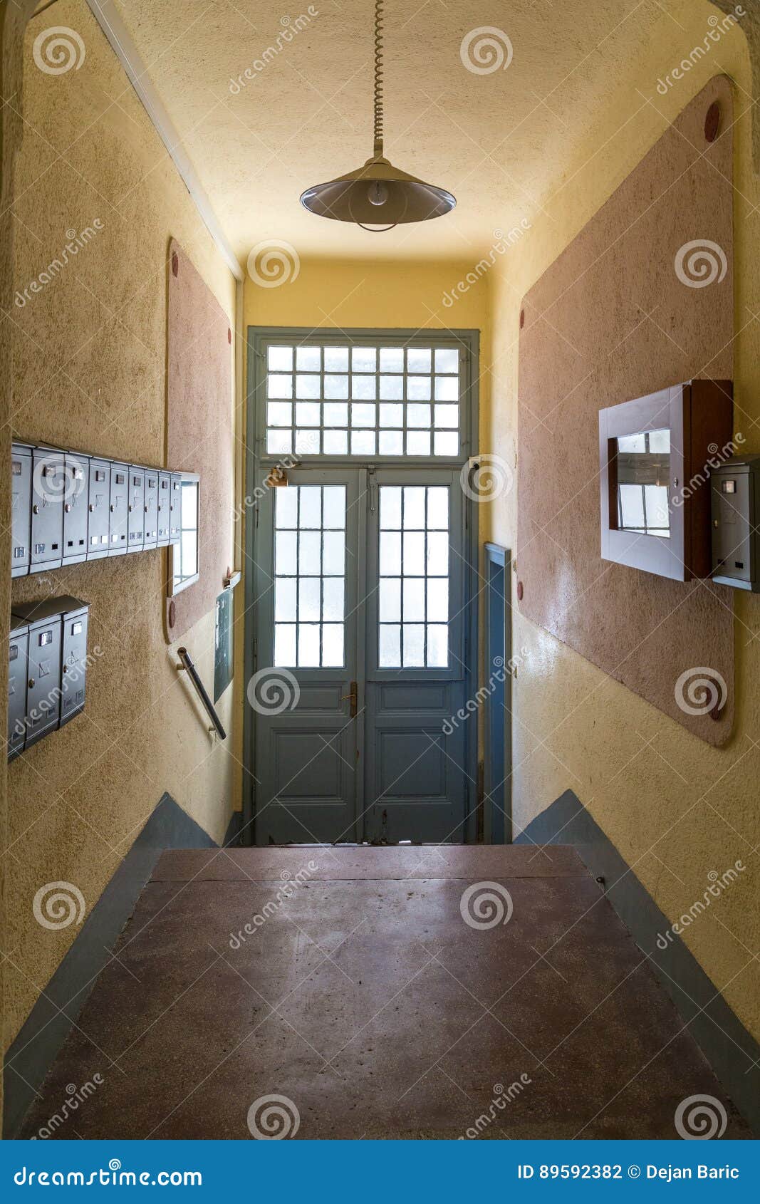 Onside of Entrance Hall of House Front Door Stock Photo - Image of ...