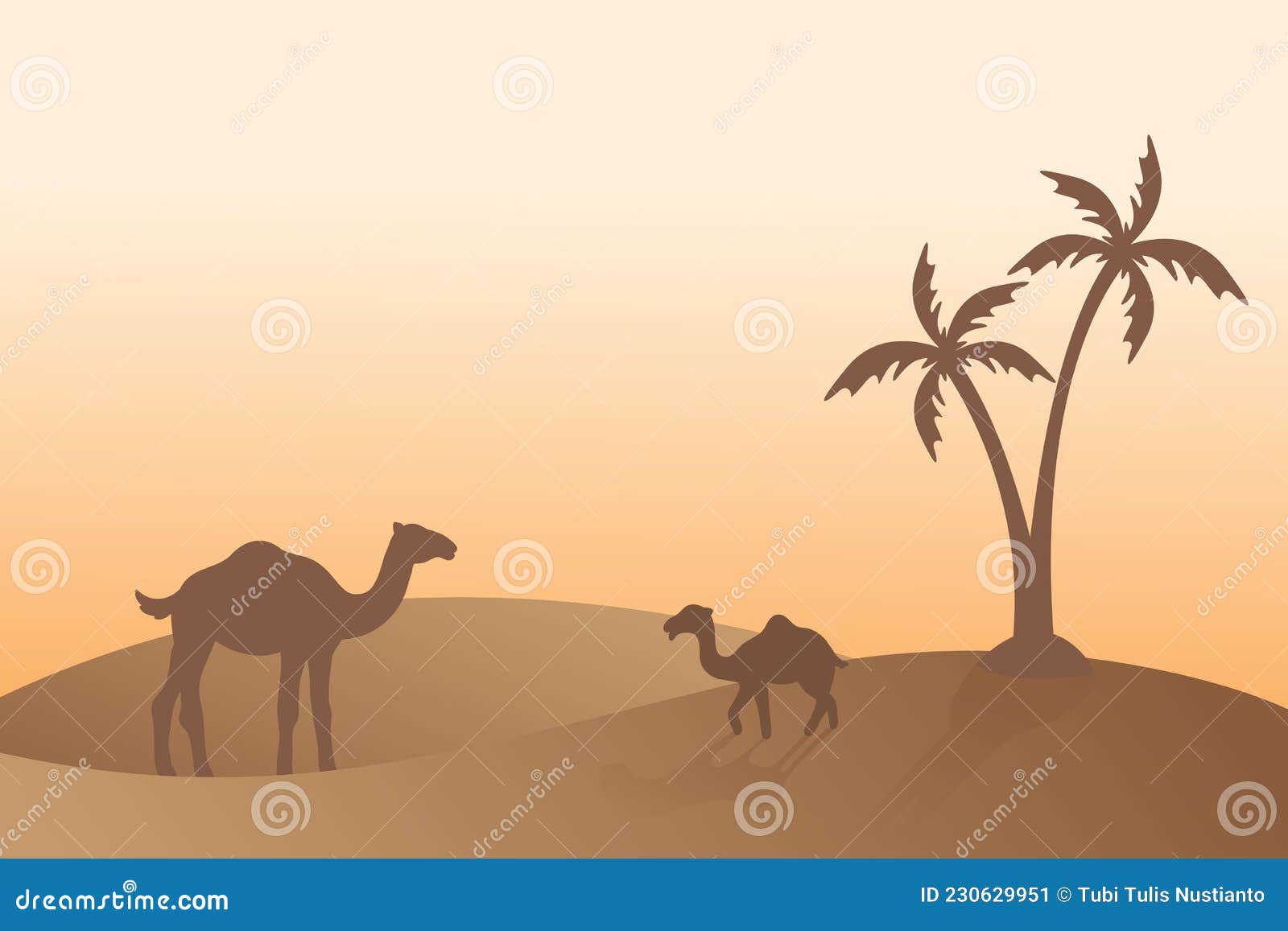 Beautiful Silhouette Camel With Palm Tree, Islamic Background, Eid Al ...