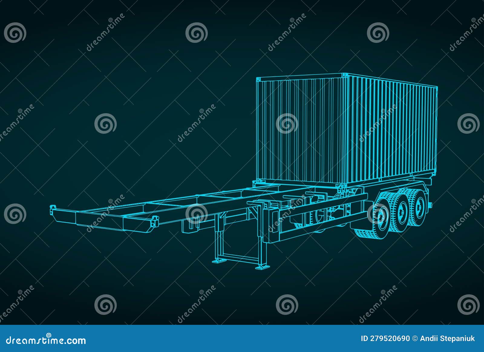 Container Trailer Drawing Vector Illustration | CartoonDealer.com ...