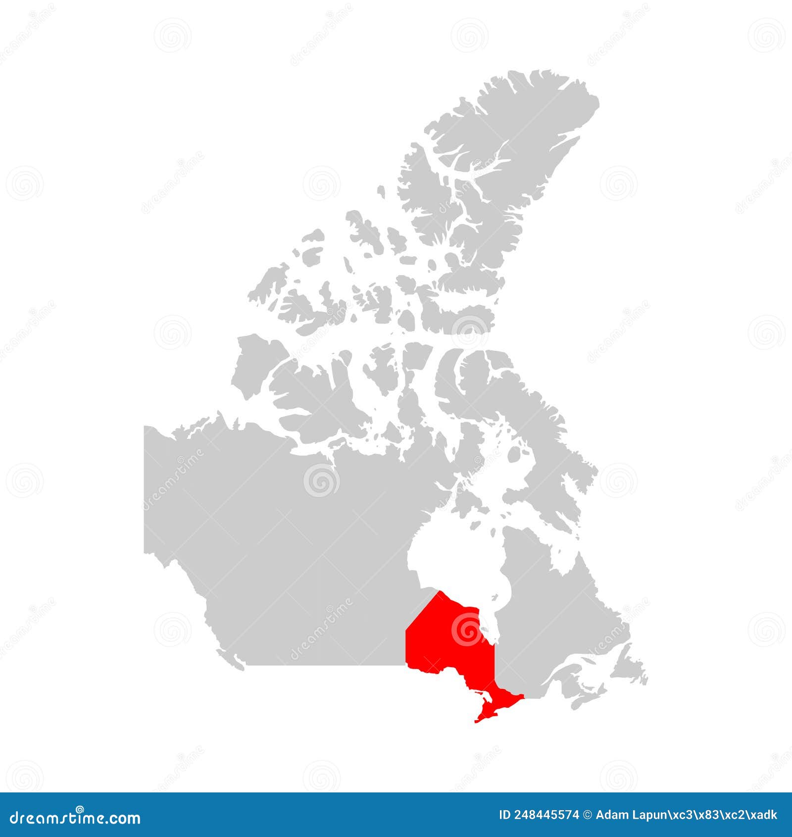 Ontario Province Highlighted on the Map of Canada Stock Vector ...