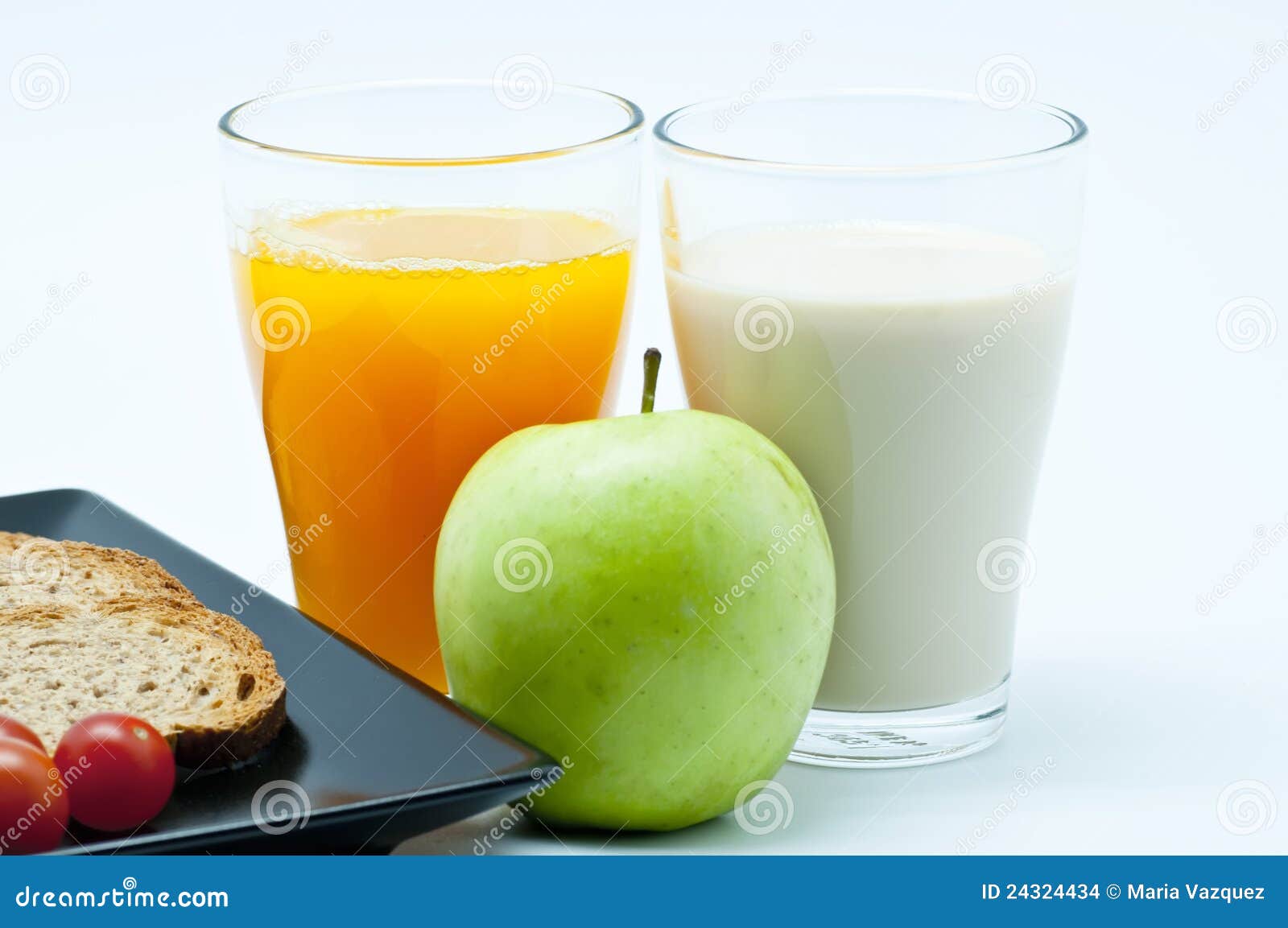 Ontbijt Met Sap, Fruit En Melk Stock Foto - Image of heerlijk, melk ...