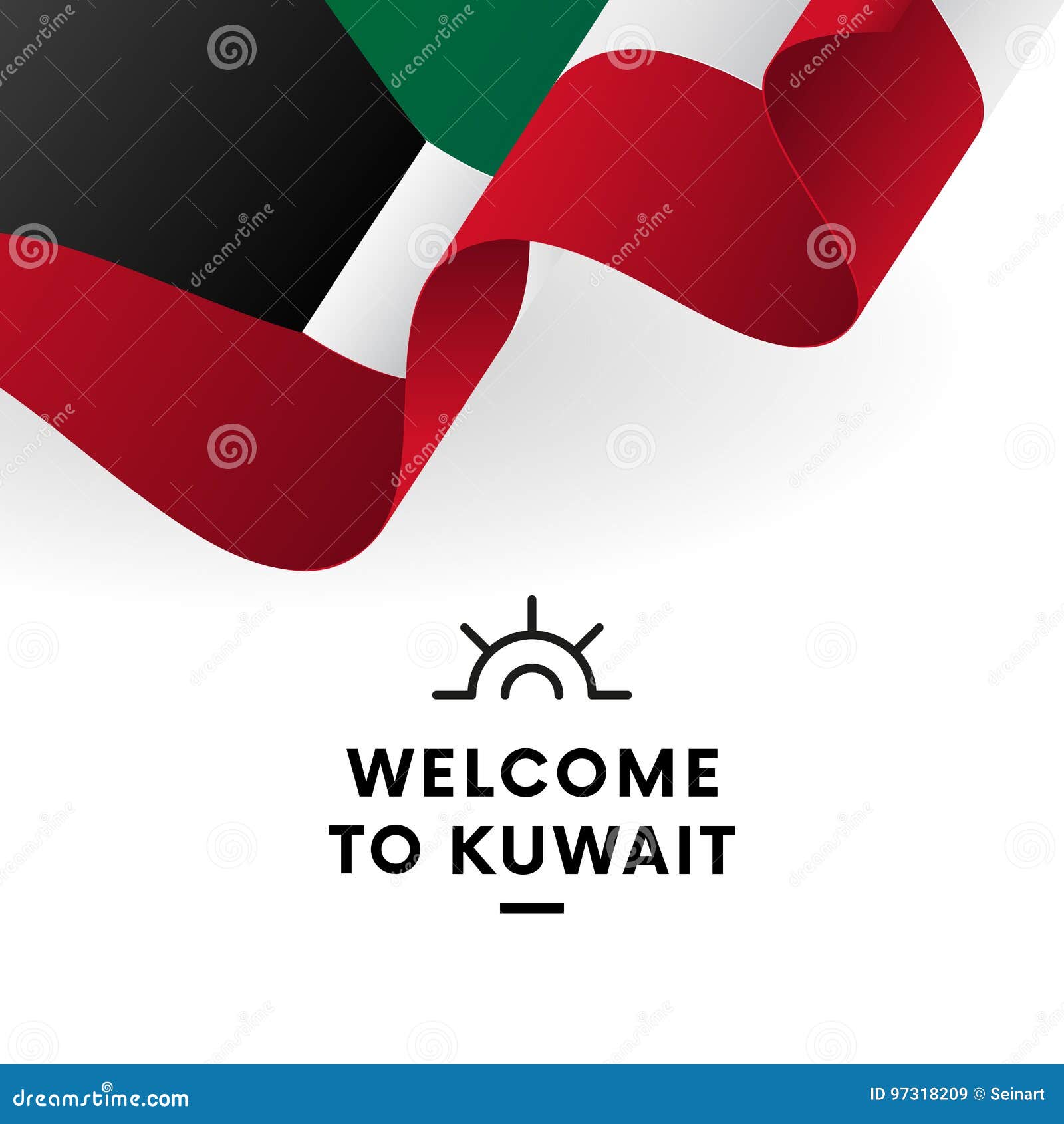 Onthaal Aan Koeweit De Vlag Van Koeweit Patriottisch Ontwerp Vector ...