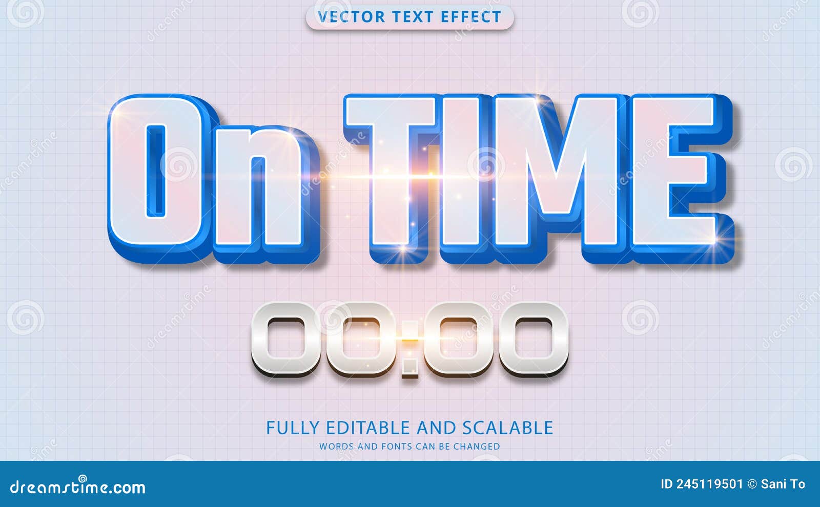 Ontime Text Effect Editable Eps File Stock Vector - Illustration of ...