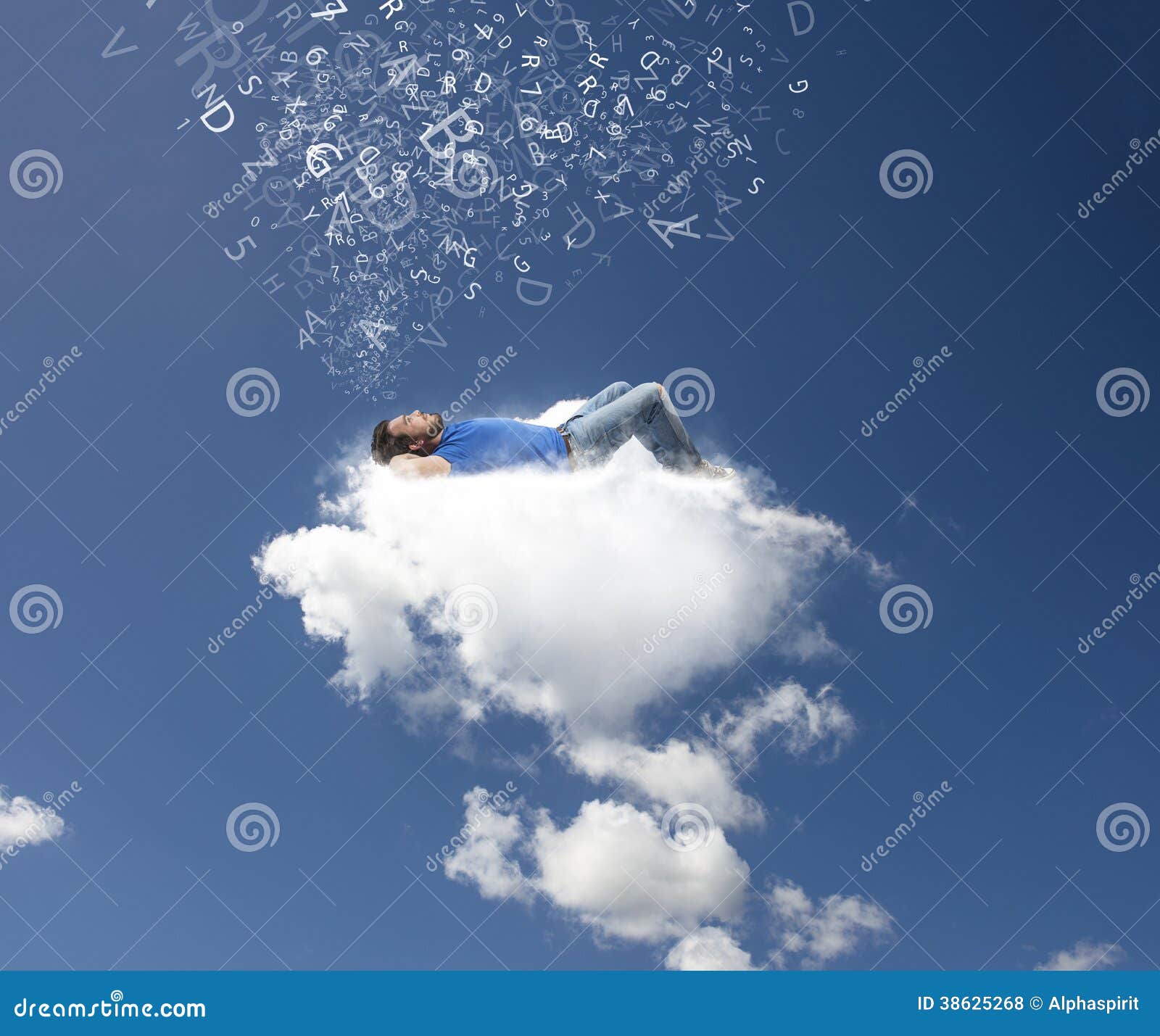 Ontspan op een wolk stock foto. Image of jeans, droom - 38625268