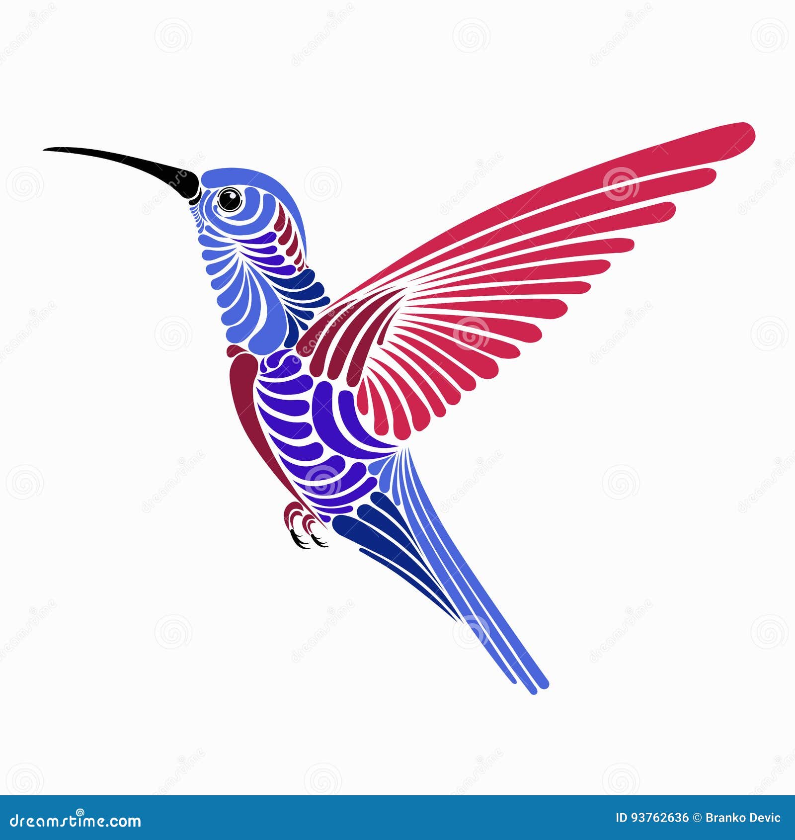 Ontwerp Van De Kolibrie Het Vectorillustratie Vector Illustratie ...