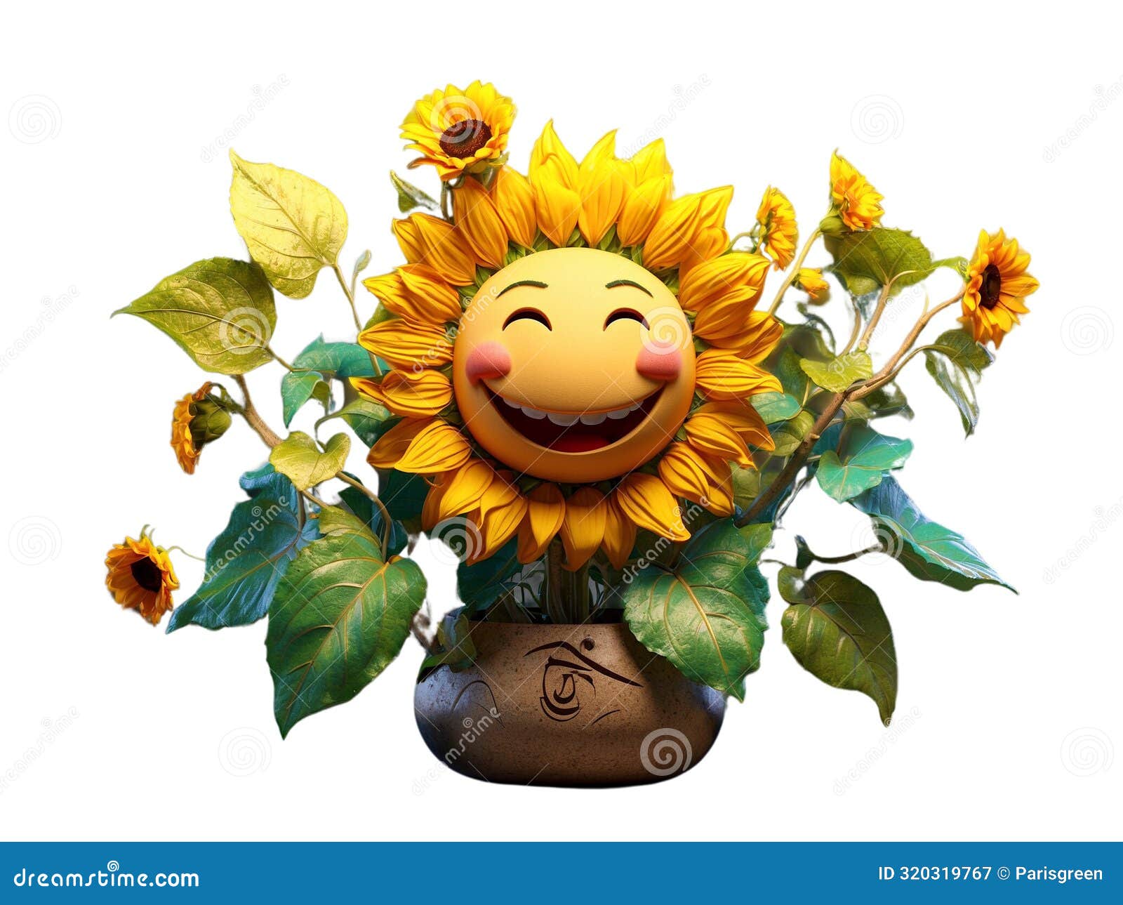 Happy Sunflower Illustration, Cute Cartoon Illustration Stock ...