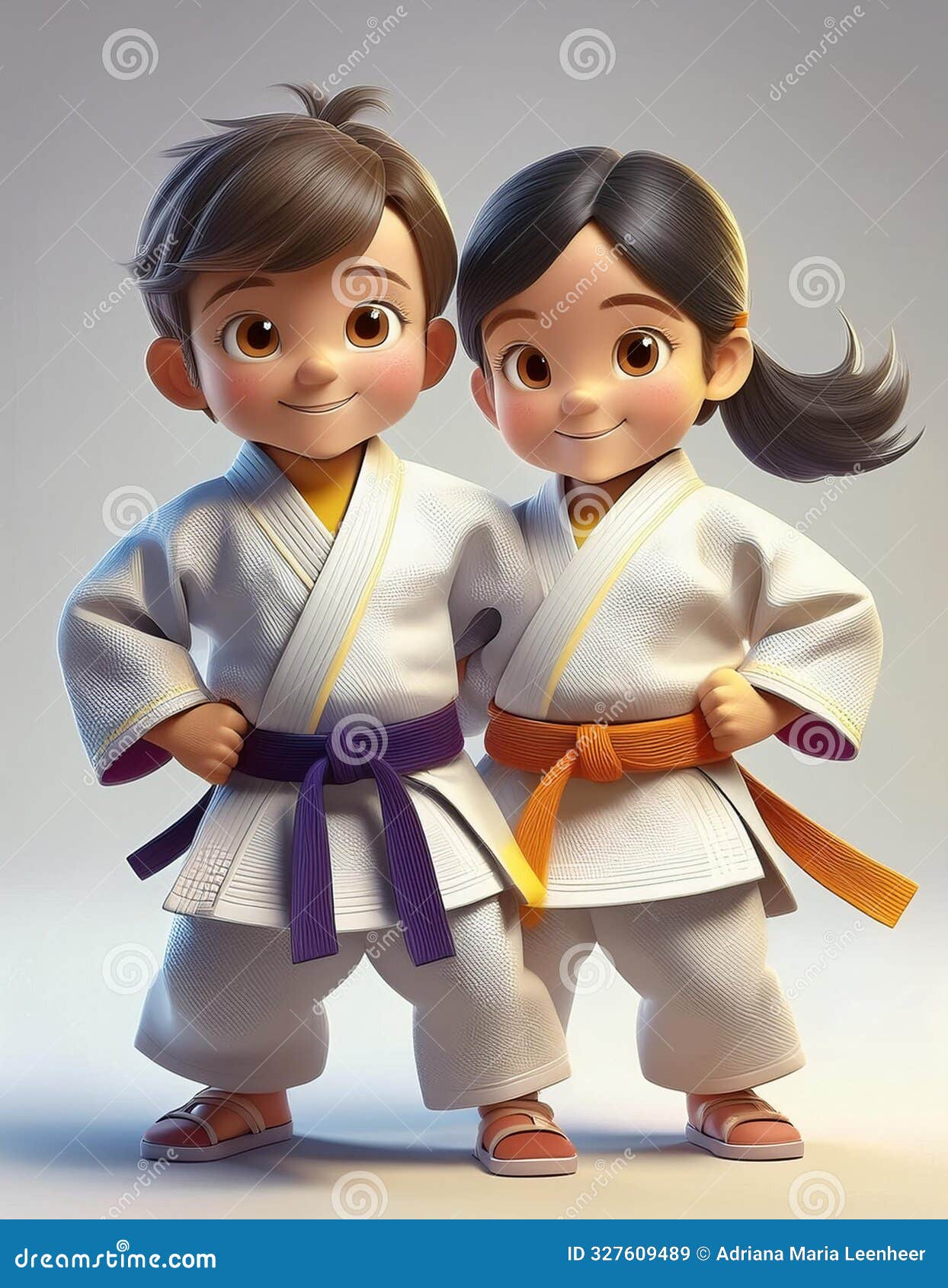 Child Training Judo In A Dojo Cartoon Royalty-Free Stock Photo ...