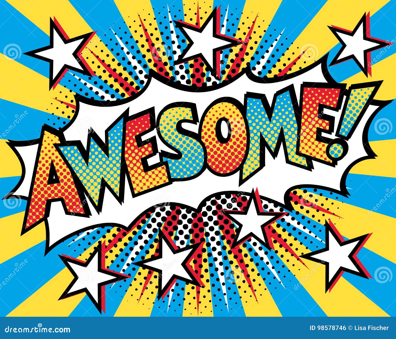 Ontzagwekkend Pop Art Text Design Vector Illustratie - Illustration of ...