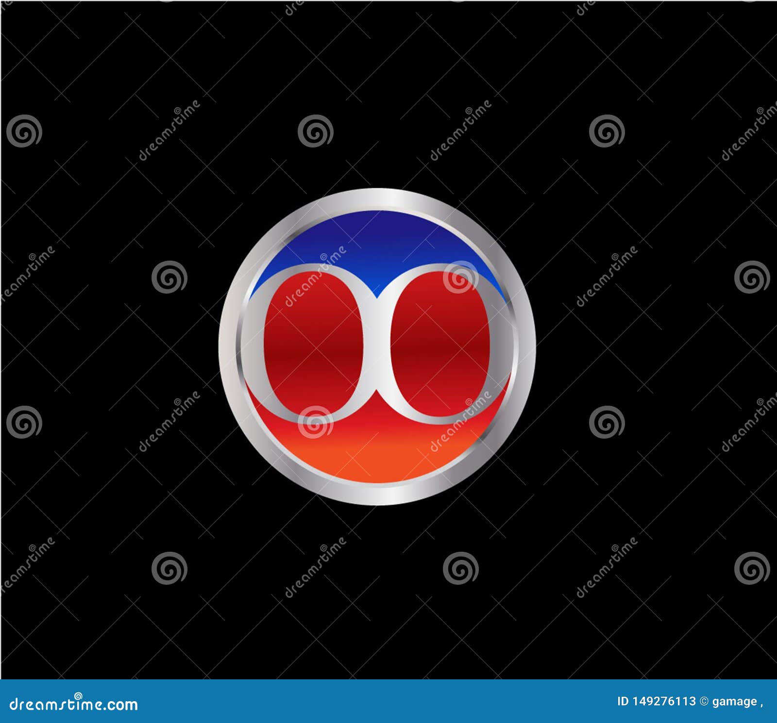 OO Initial Circle Shape Red Blue Silver Color Later Logo Design Stock ...