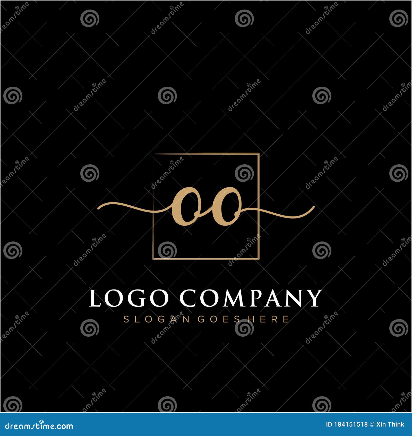 OO Initial Handwriting Logo with Rectangle Template Vector Stock Vector ...