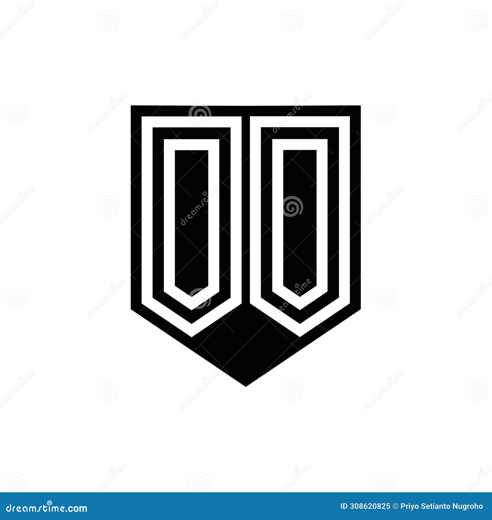 OO Logo Monogram Shield Geometric White Line Inside Black Shield Color ...