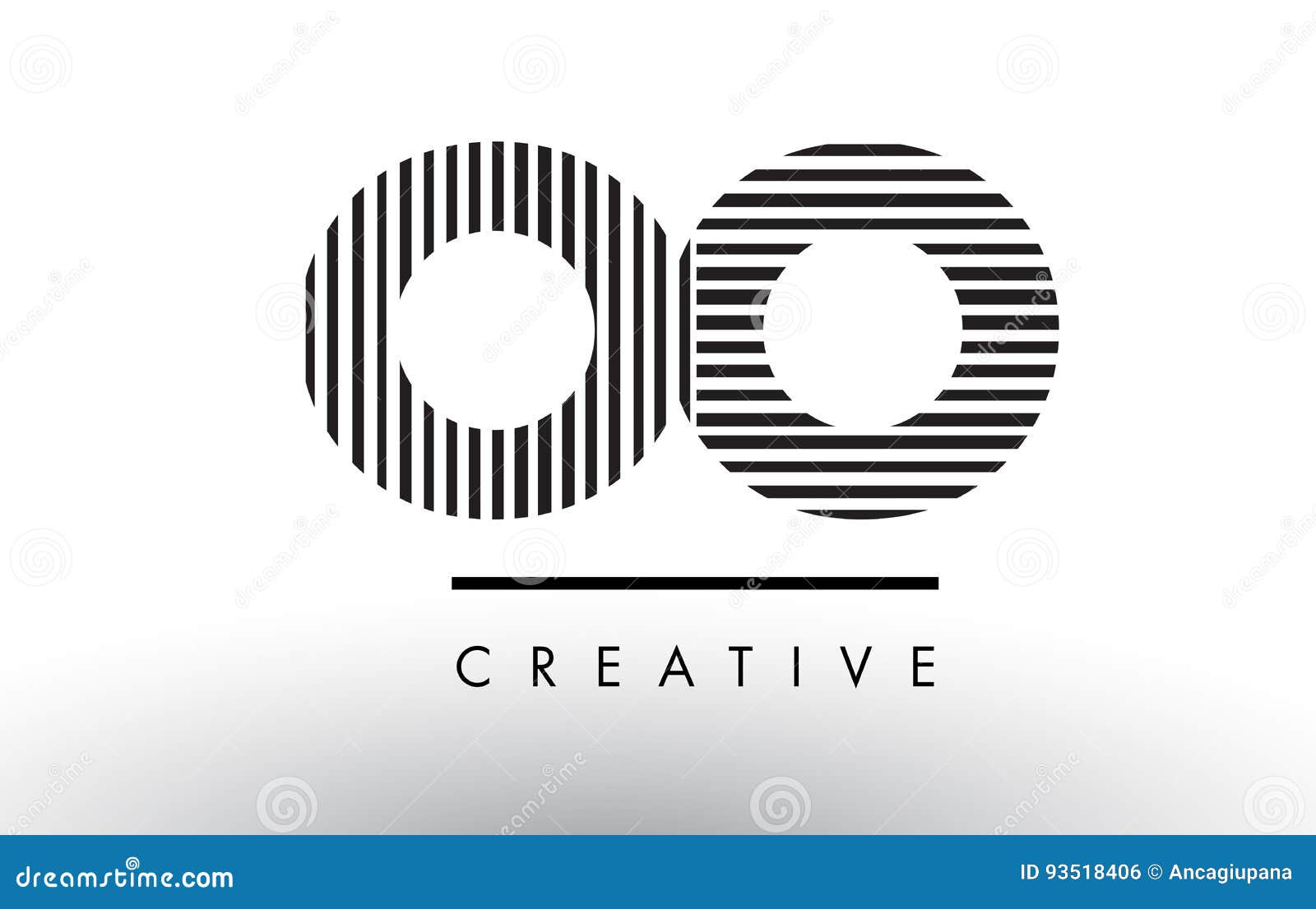 OO O Black and White Lines Letter Logo Design. Stock Vector ...