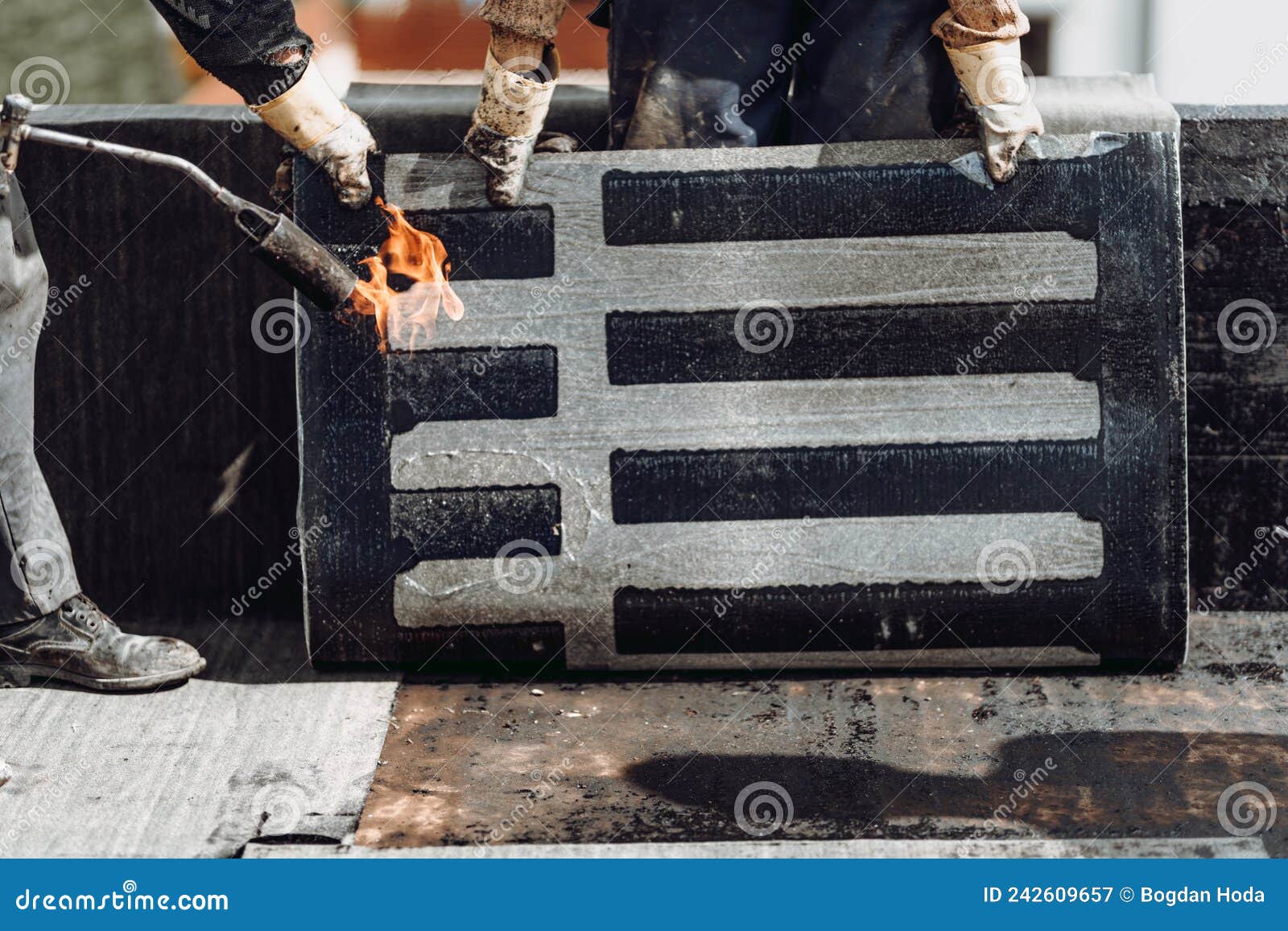 Bituminous Waterproofing Roll Material Is Laid On Wall Of Concrete ...