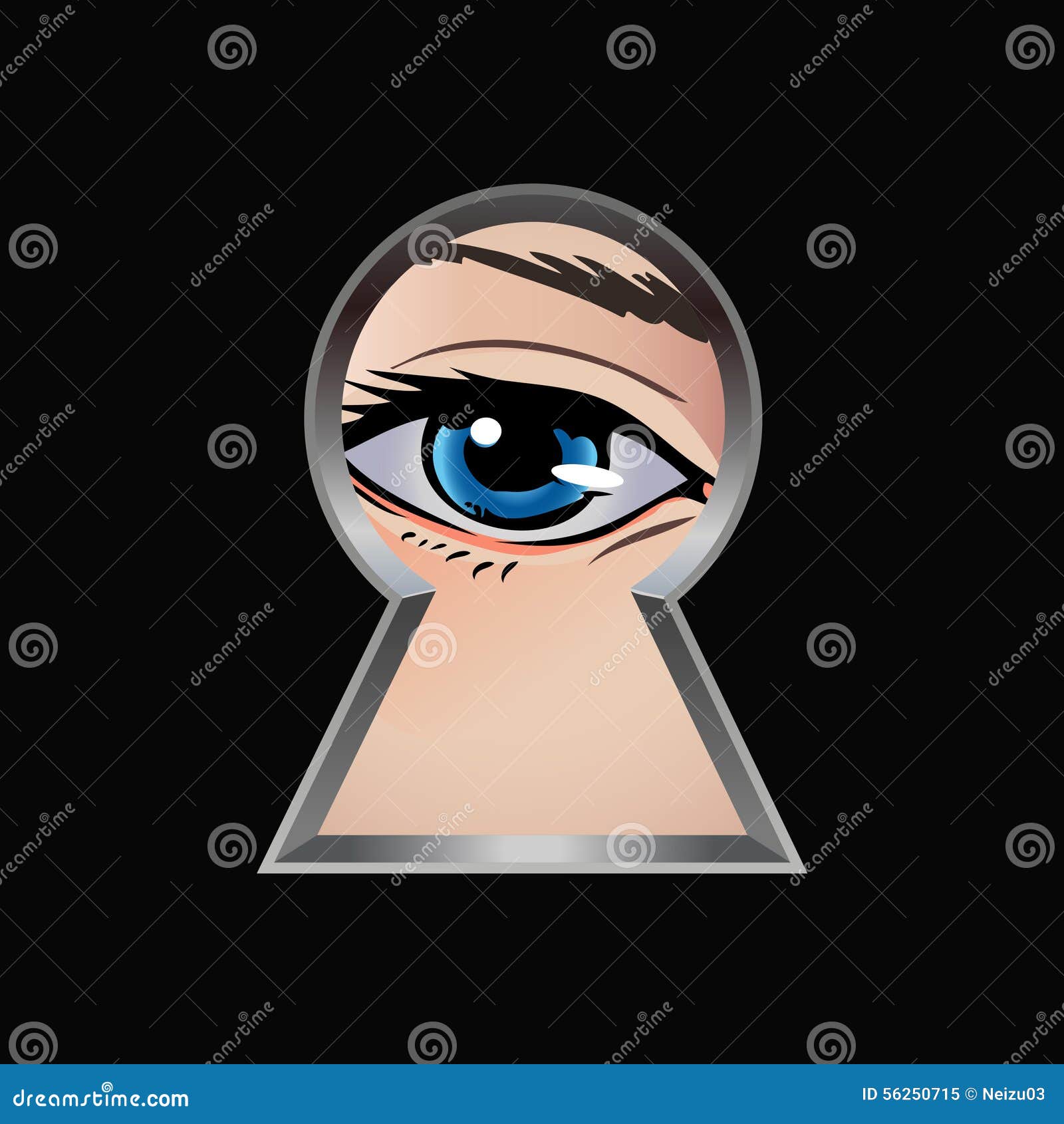 Oog Die Door Het Sleutelgat Piepen Stock Illustratie - Illustration of ...